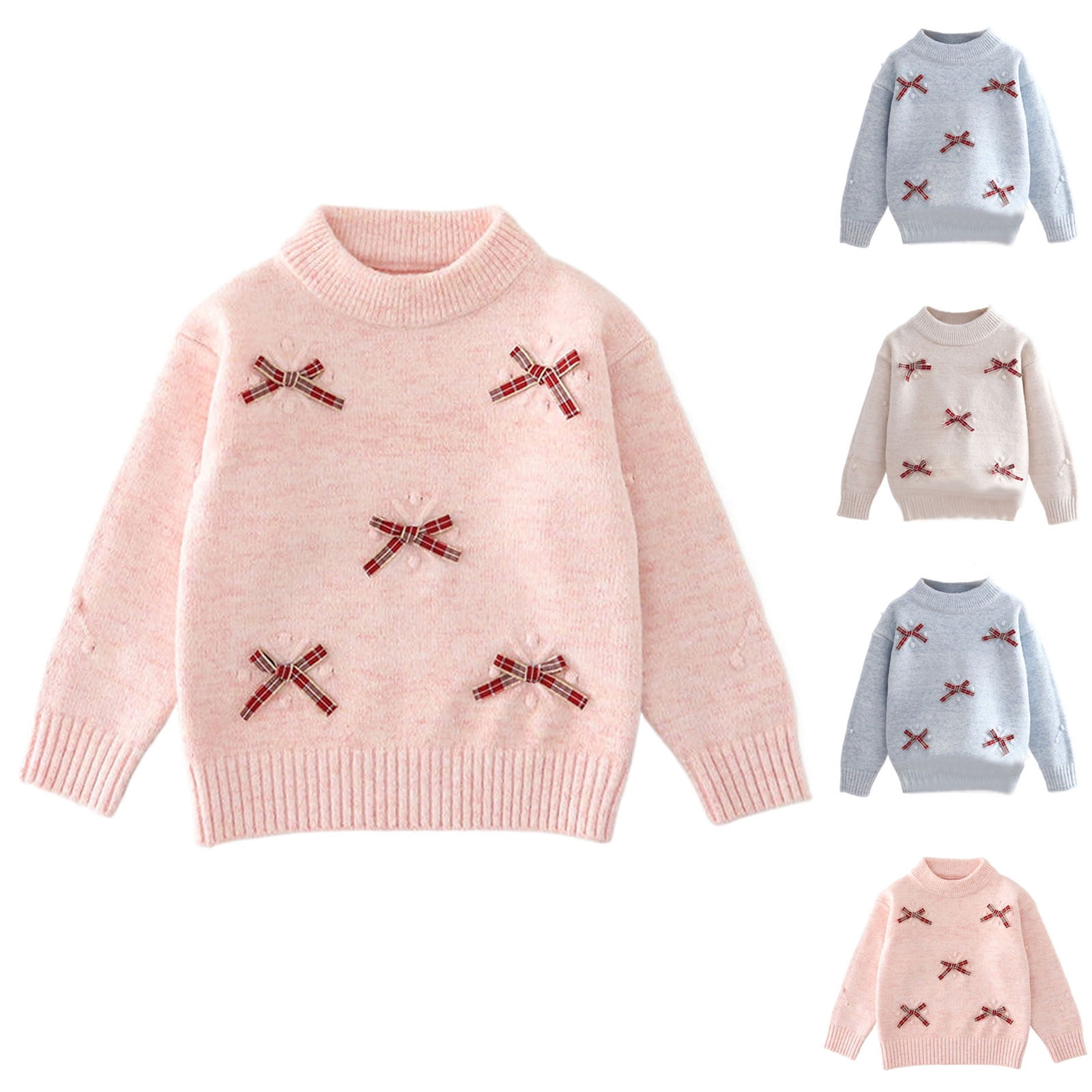 Ashirexll Knit Sweaters for Girls Trendy 3-12 Years Bowknot Pullover ...