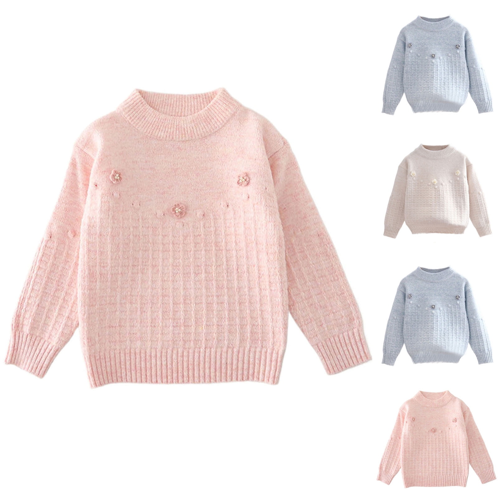 Ashirexll Knit Sweaters for Girls Trendy 3-12 Years Solid Color ...