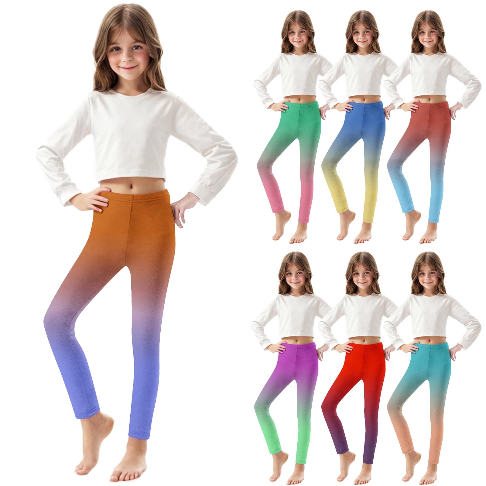 Ashirexll Leggings for Girls, Summer Pants, Fashion Gradient Color ...