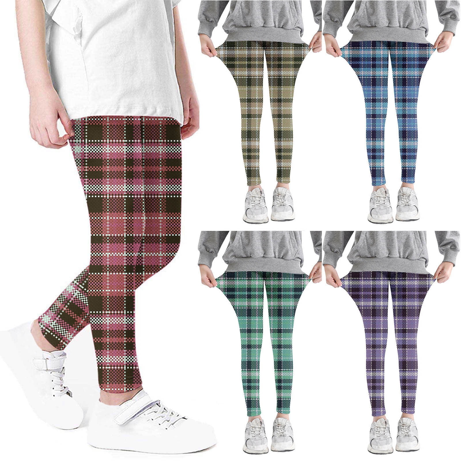 Ashirexll Leggings for Girls, Summer Pants, Girls Fashion Plaid Pants ...