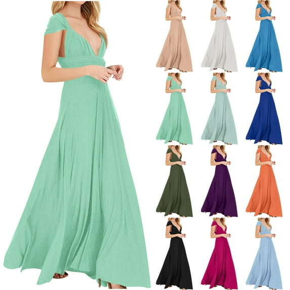 Ashirexll Long Dresses for Women, Flowy Dresses for Women, Solid Color ...
