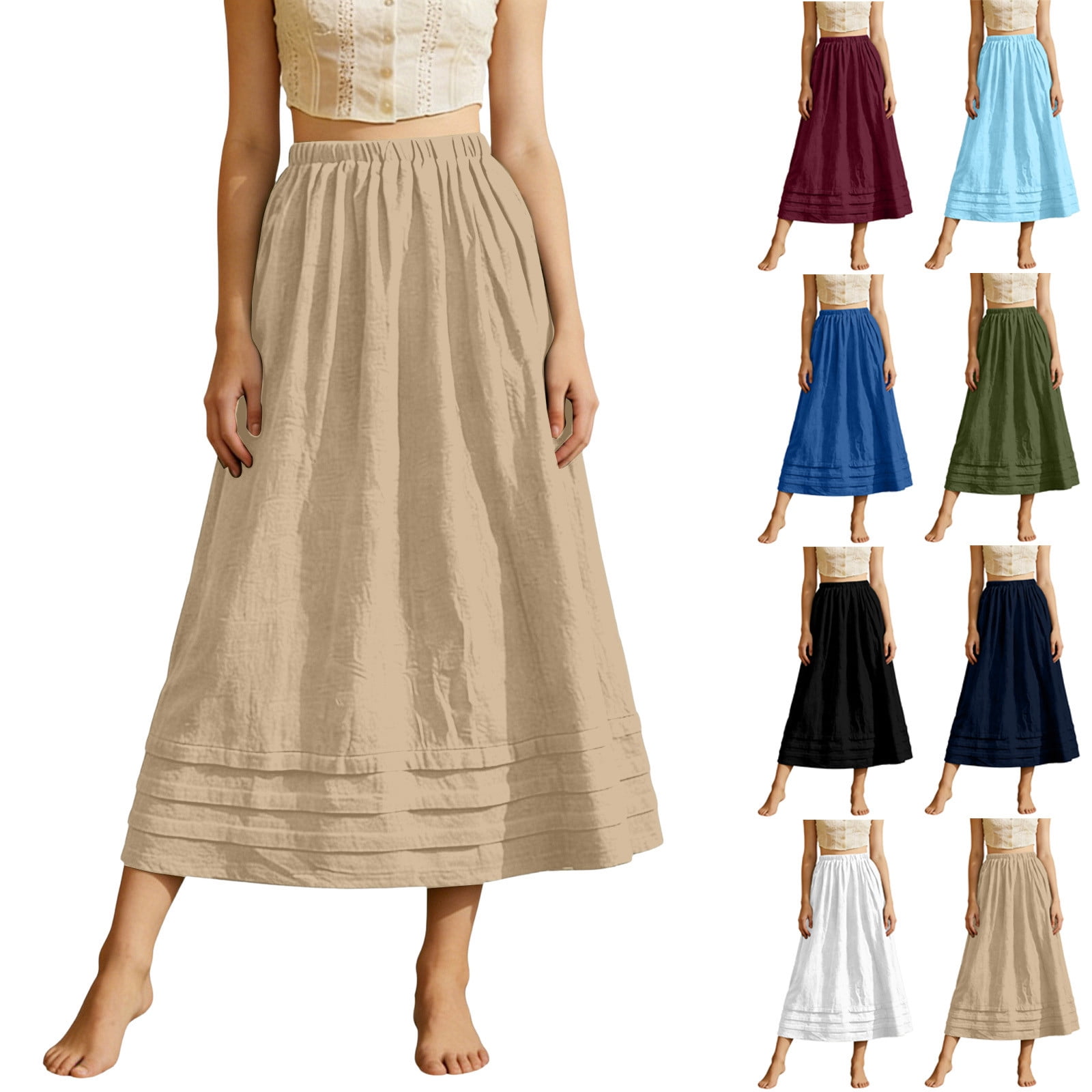 Ashirexll Long Skirts for Women Casual and Fashion Solid Color Button ...