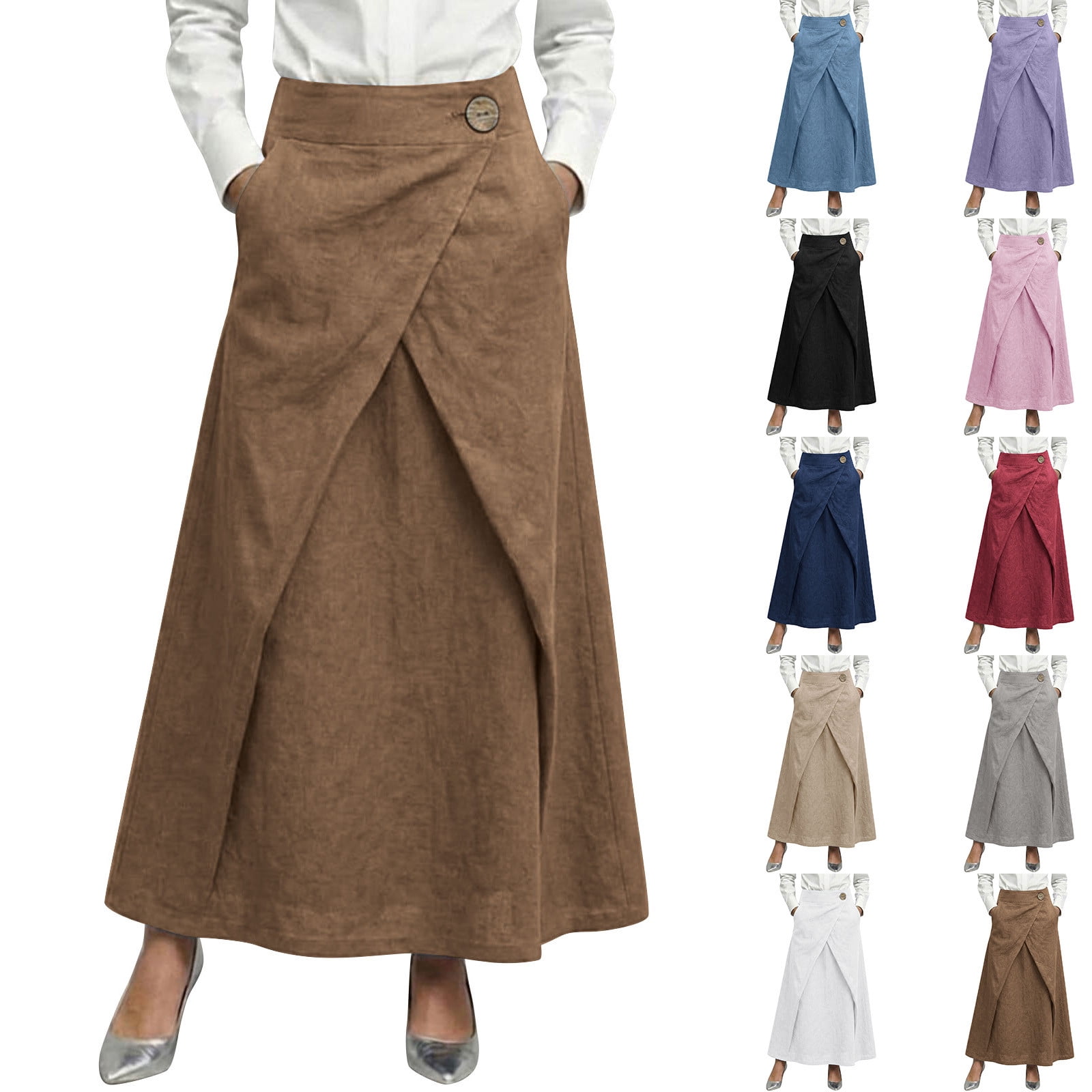 Ashirexll Long Skirts for Women Fashion High Waisted High Elastic ...