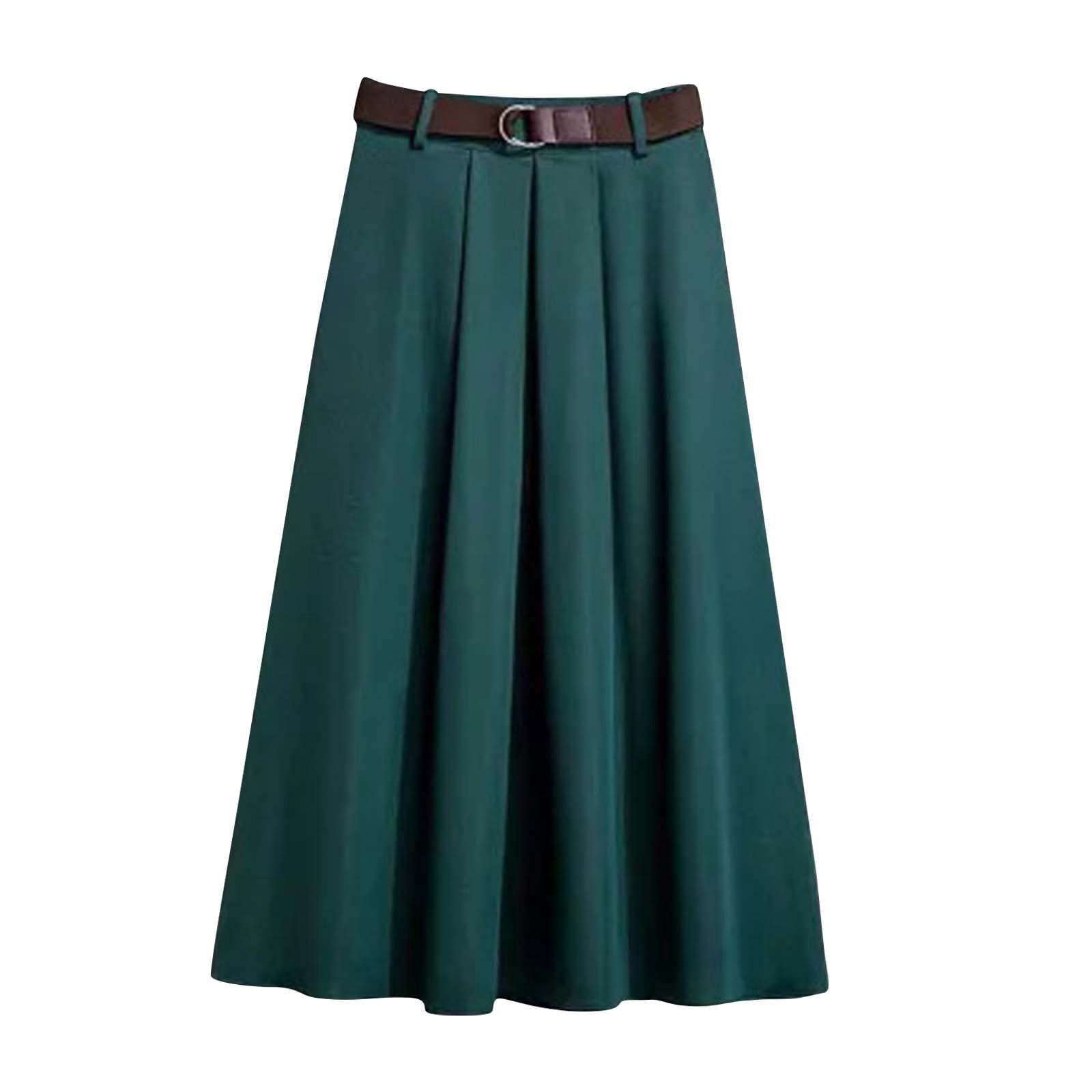 Ashirexll Long Skirts for Women Fashion Solid Color Hanging Mid Length ...
