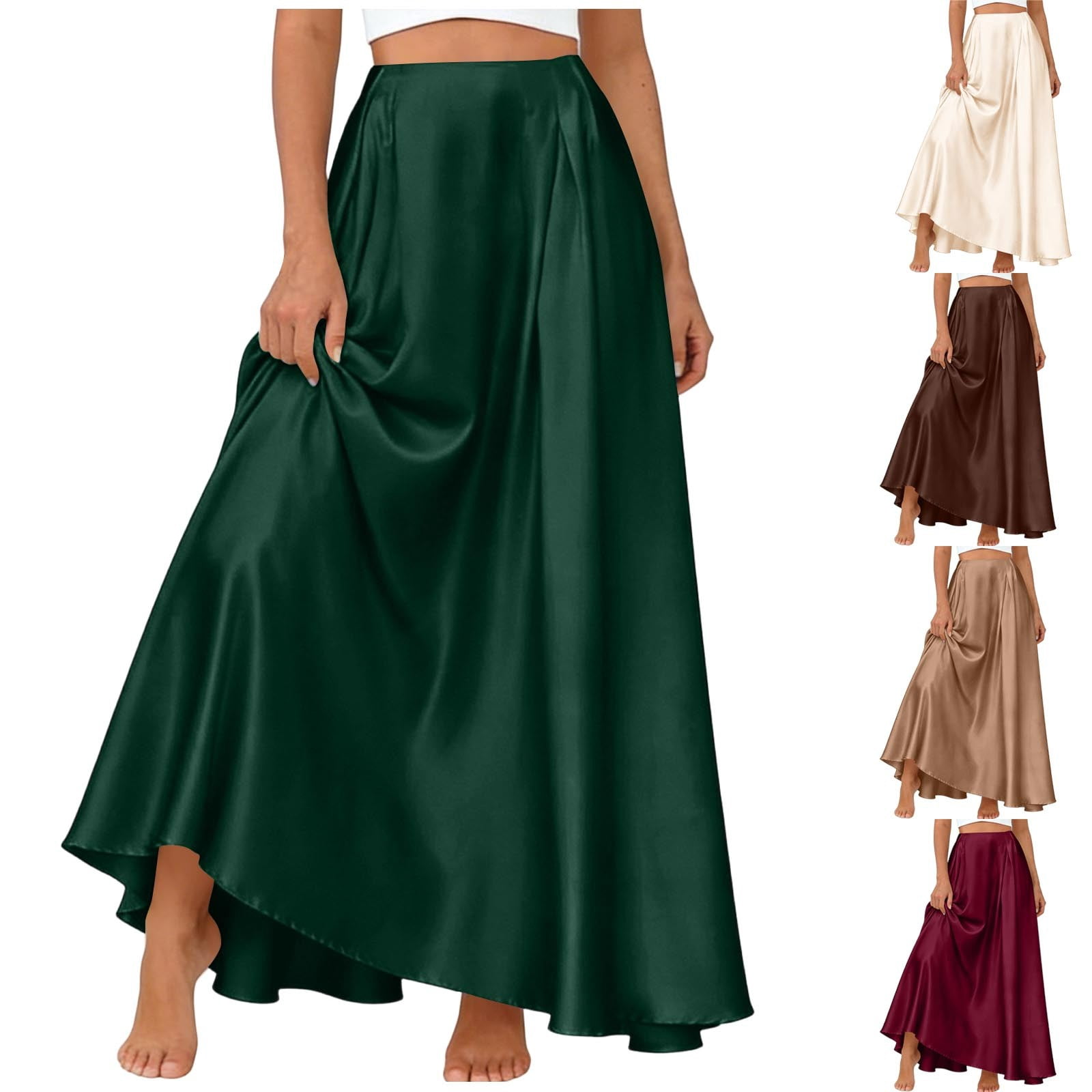 Ashirexll Long Skirts for Women Summer Fashion Solid Color Drawstring ...