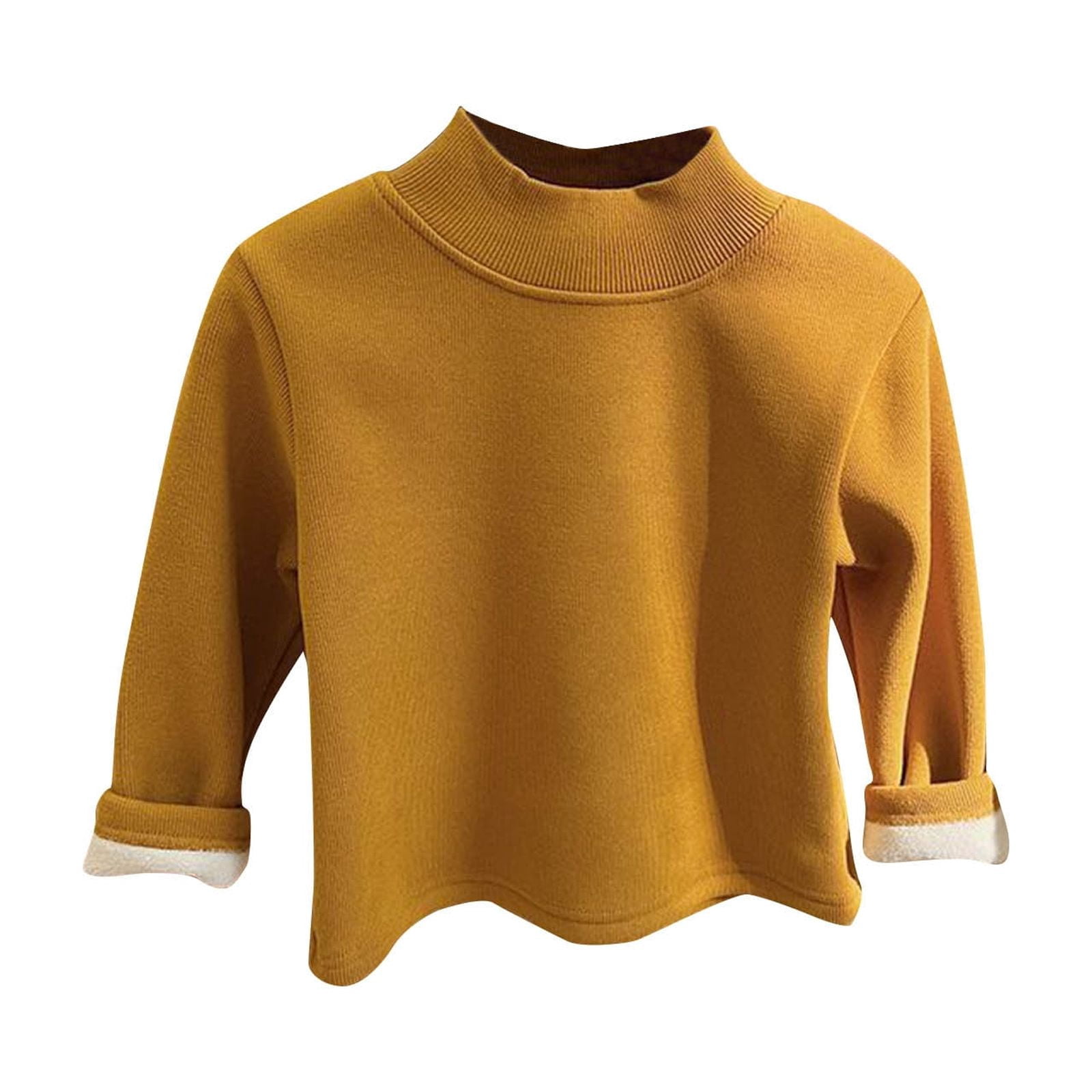 Ashirexll Long Sleeve Shirts Winter Tops for Girls 1-10 Years Solid ...