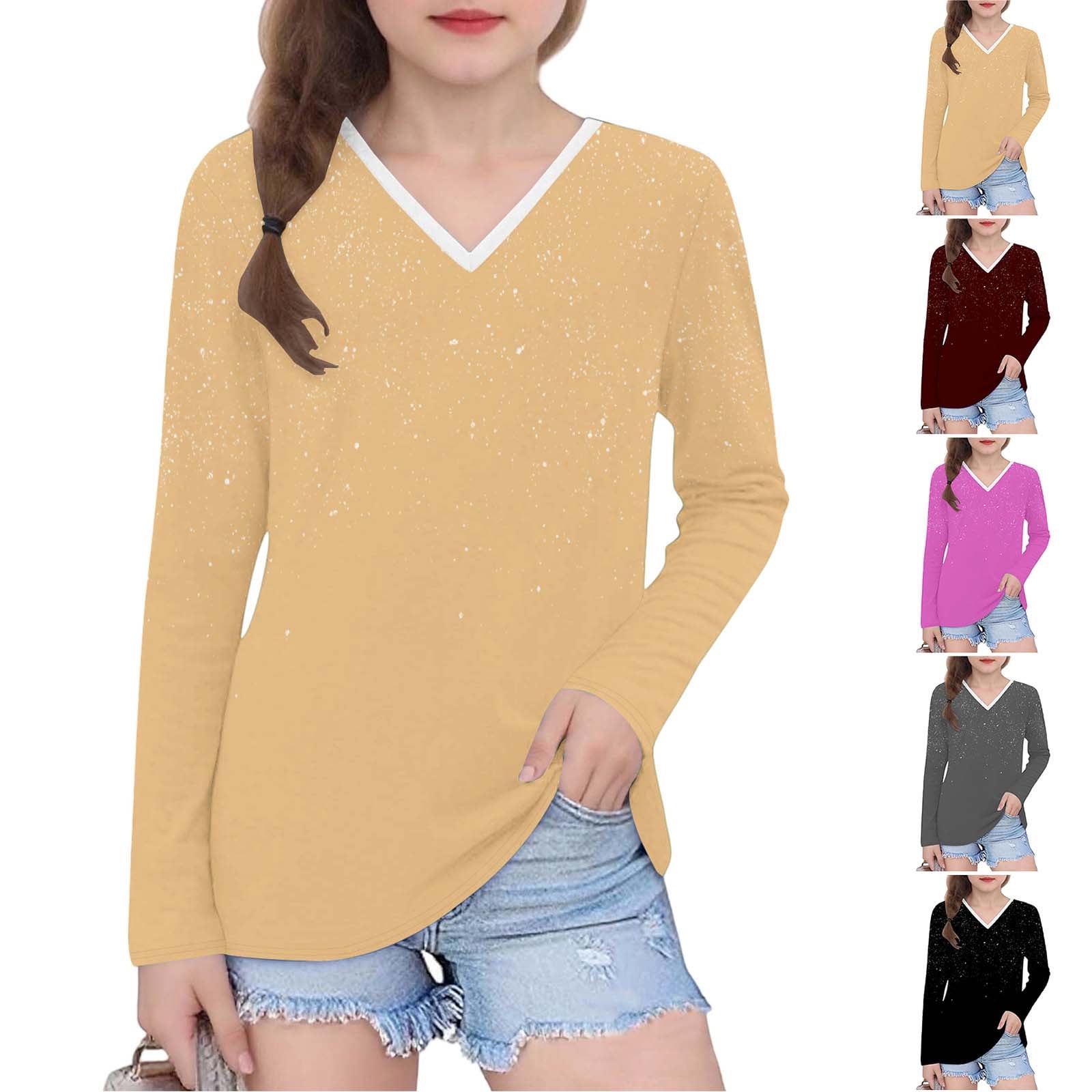 Ashirexll Long Sleeve Shirts Winter Tops for Girls 2-14 Years Printed ...