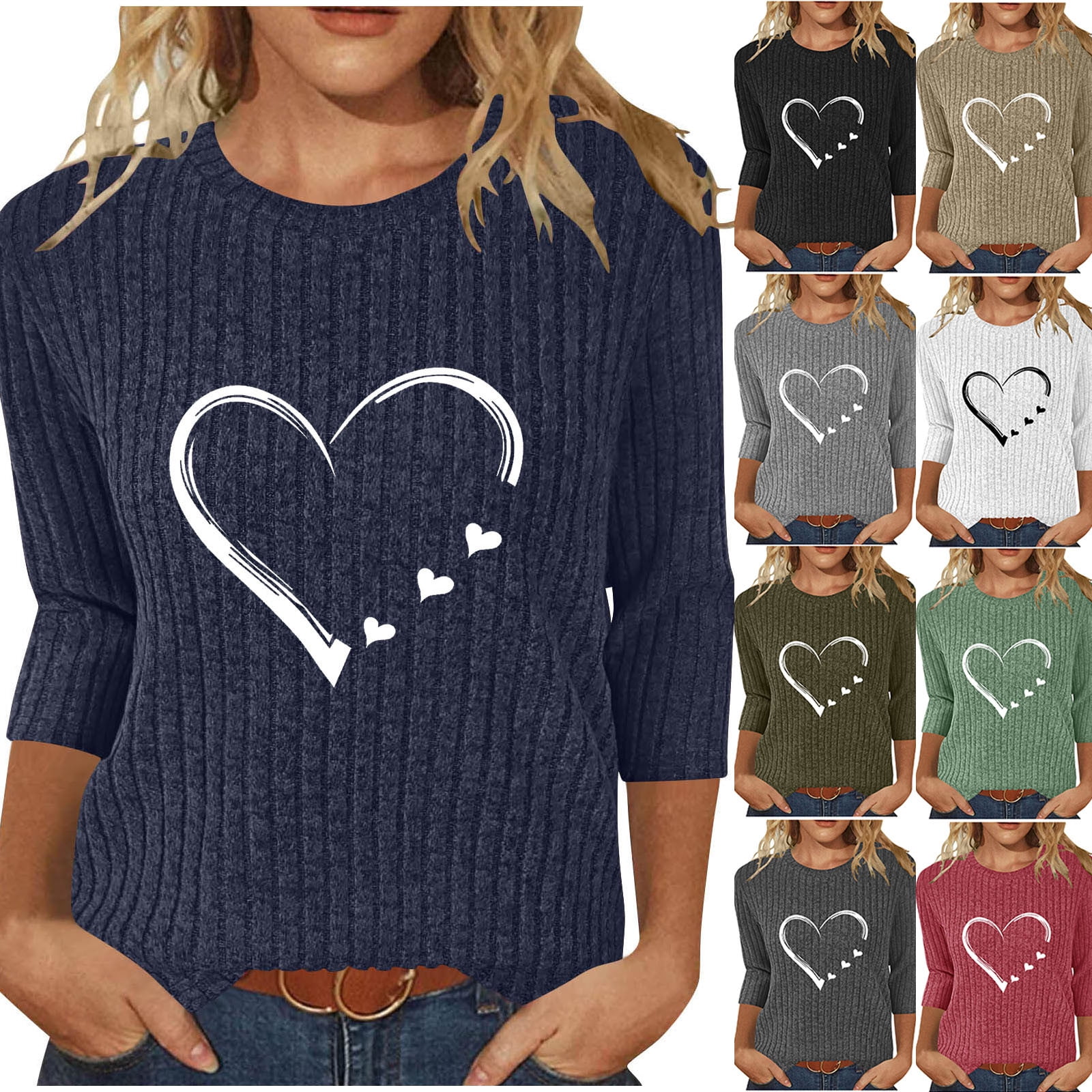 Ashirexll Long Sleeve Shirts for Women Winter Tops Printed Hooded Round ...