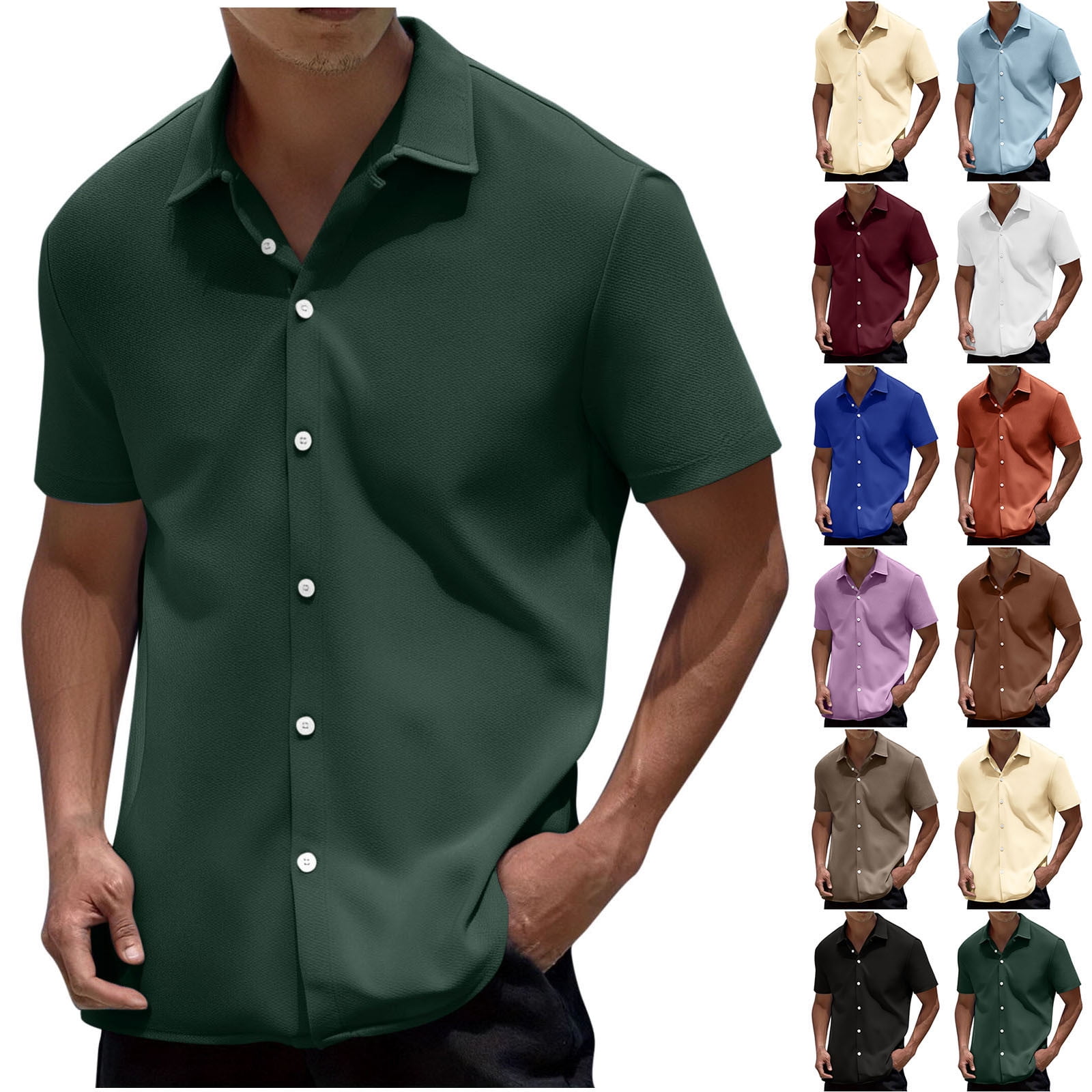 Ashirexll Mens Button up Shirts Short Sleeve, Big and Tall Shirts for ...