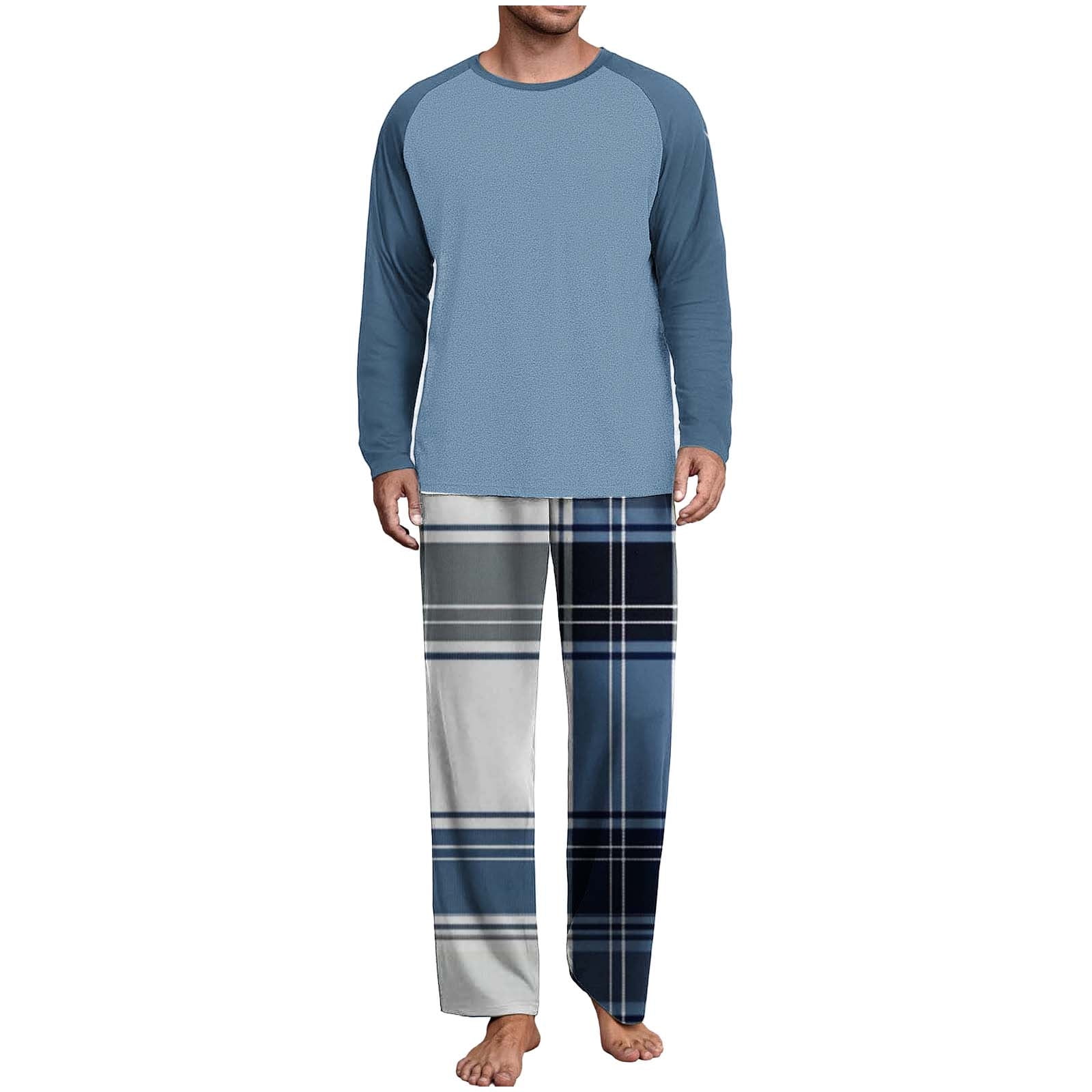 Ashirexll Mens Pajamas Set, Two Piece Sets, Long Sleeve Sleepwear Set ...