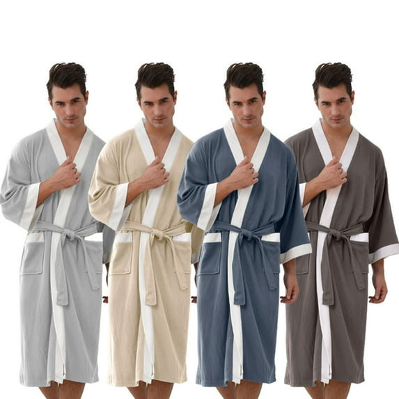 Ashirexll Mens Robe, Pajamas for Men, Plus Size Knit Robe Loose ...