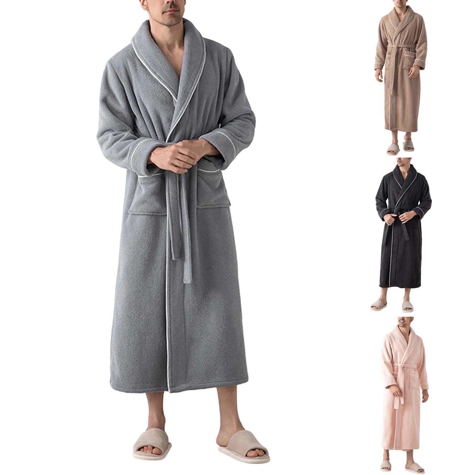 Ashirexll Mens Robe, Pajamas for Men, Unisex Solid Color Casual Hooded ...