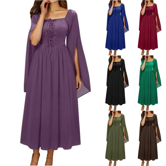 Ashirexll Midi Dresses for Women, Flowy Dresses for Women, Gothic Flare ...