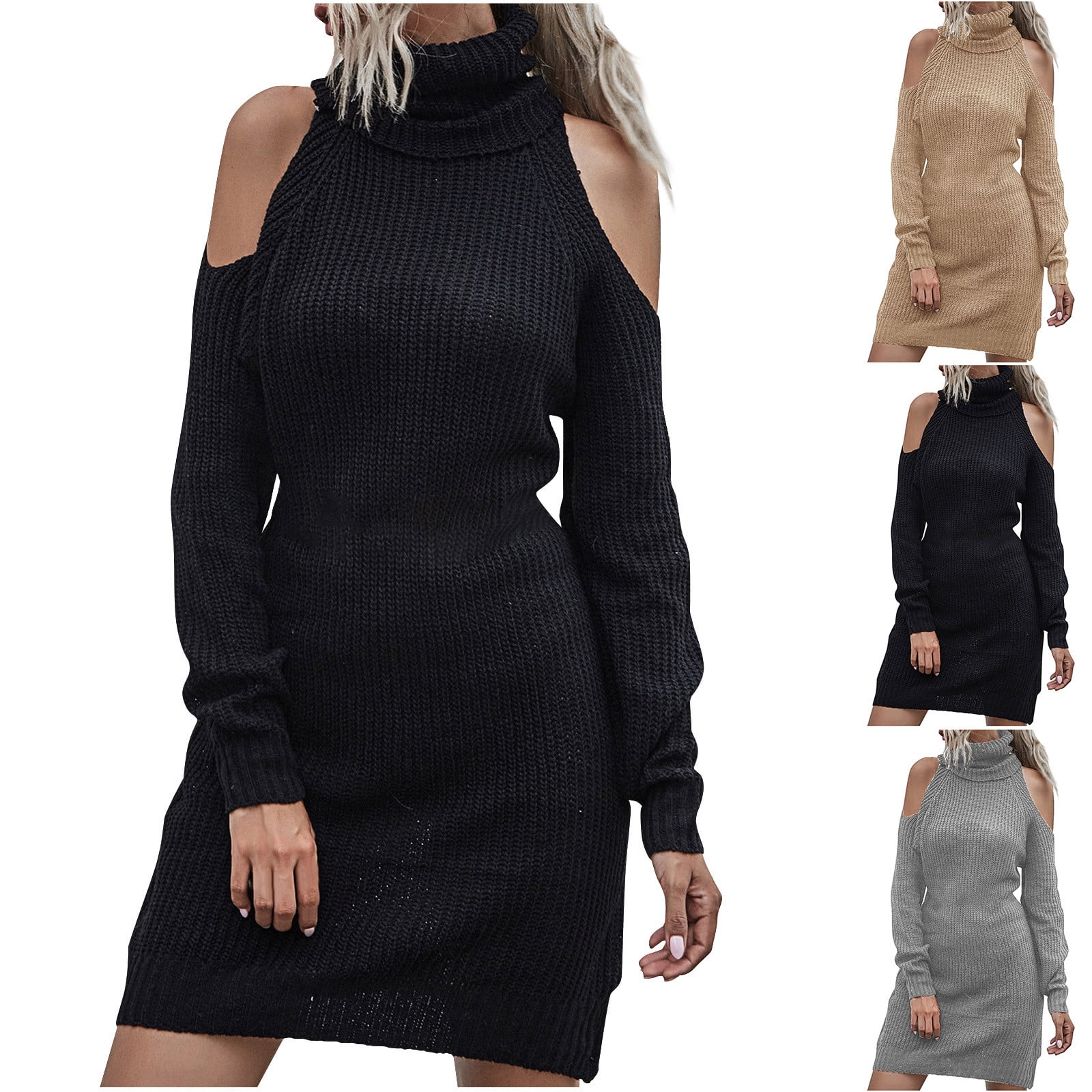 Ashirexll Midi Dresses for Women, Womens Winter Dresses, Fall Solid ...