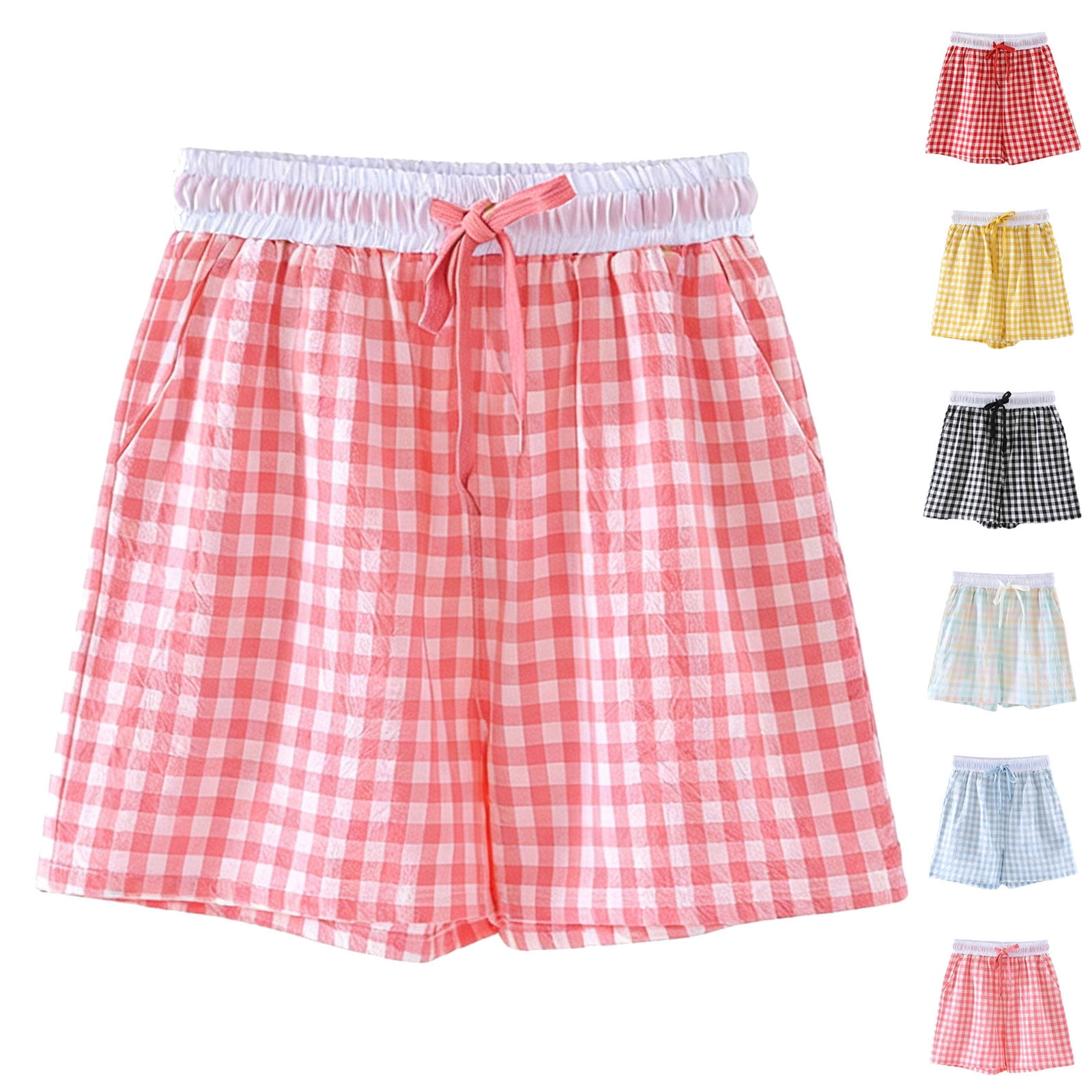 Ashirexll Mini Skirts for Women Fashion Check Classic Casual Elastic ...