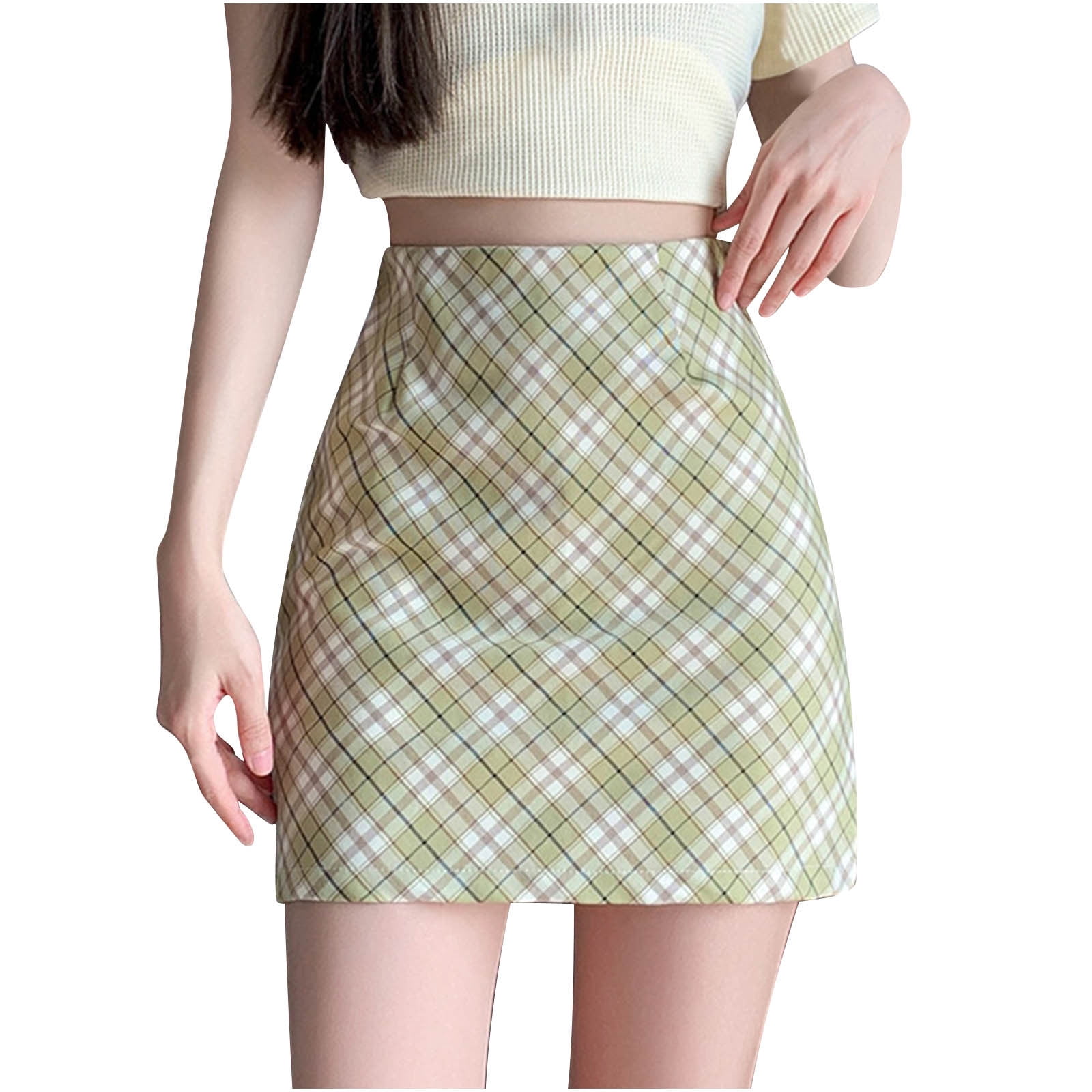 Ashirexll Mini Skirts for Women Fashion Solid Color Pleated Belt Pants ...