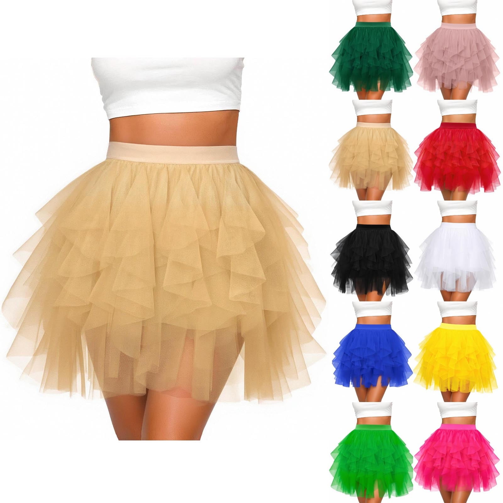 Ashirexll Mini Skirts for Women Star Spring Summer High Waist Puff Cake ...