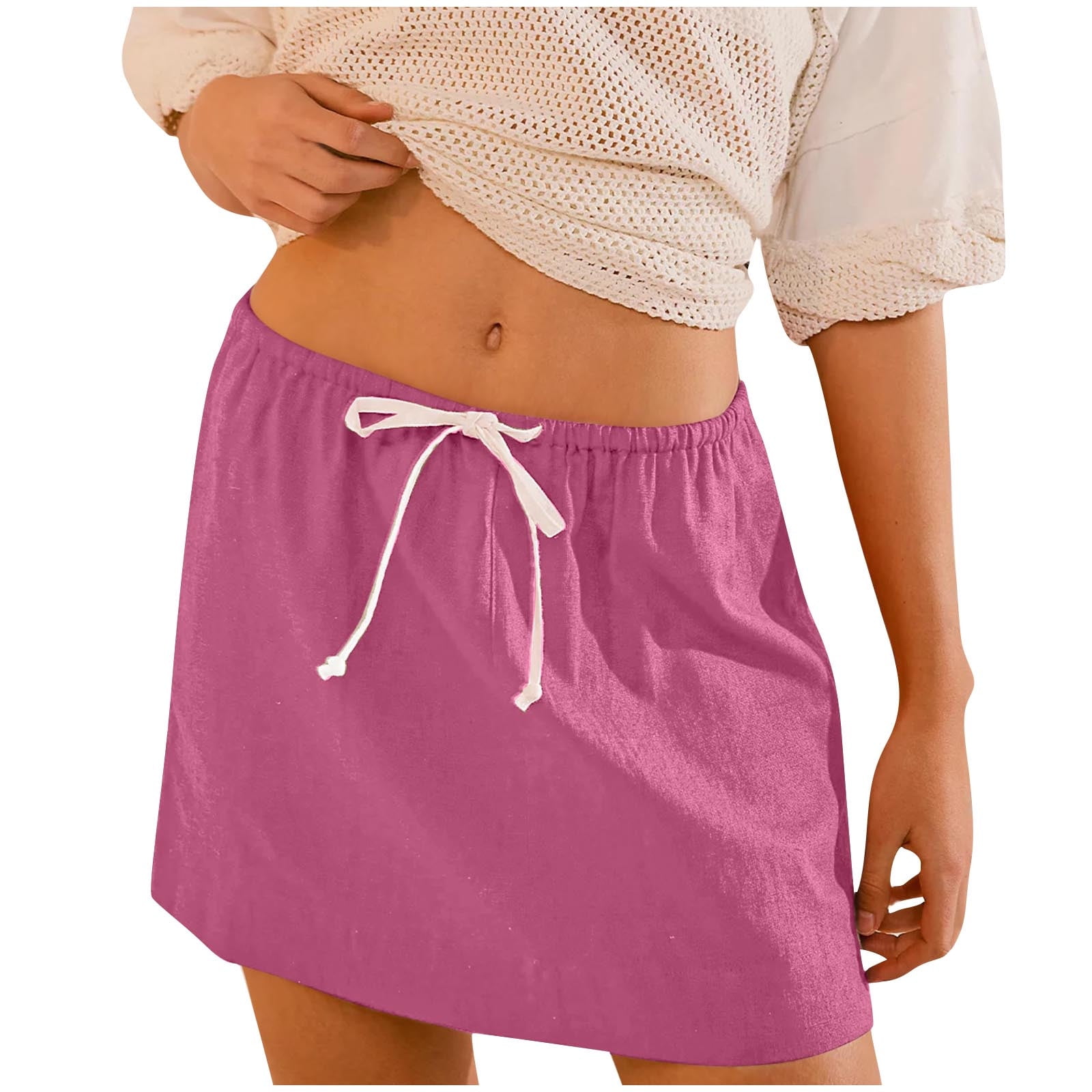 Ashirexll Mini Skirts for Women Summer Fashion Fold Pocket Drawstring ...