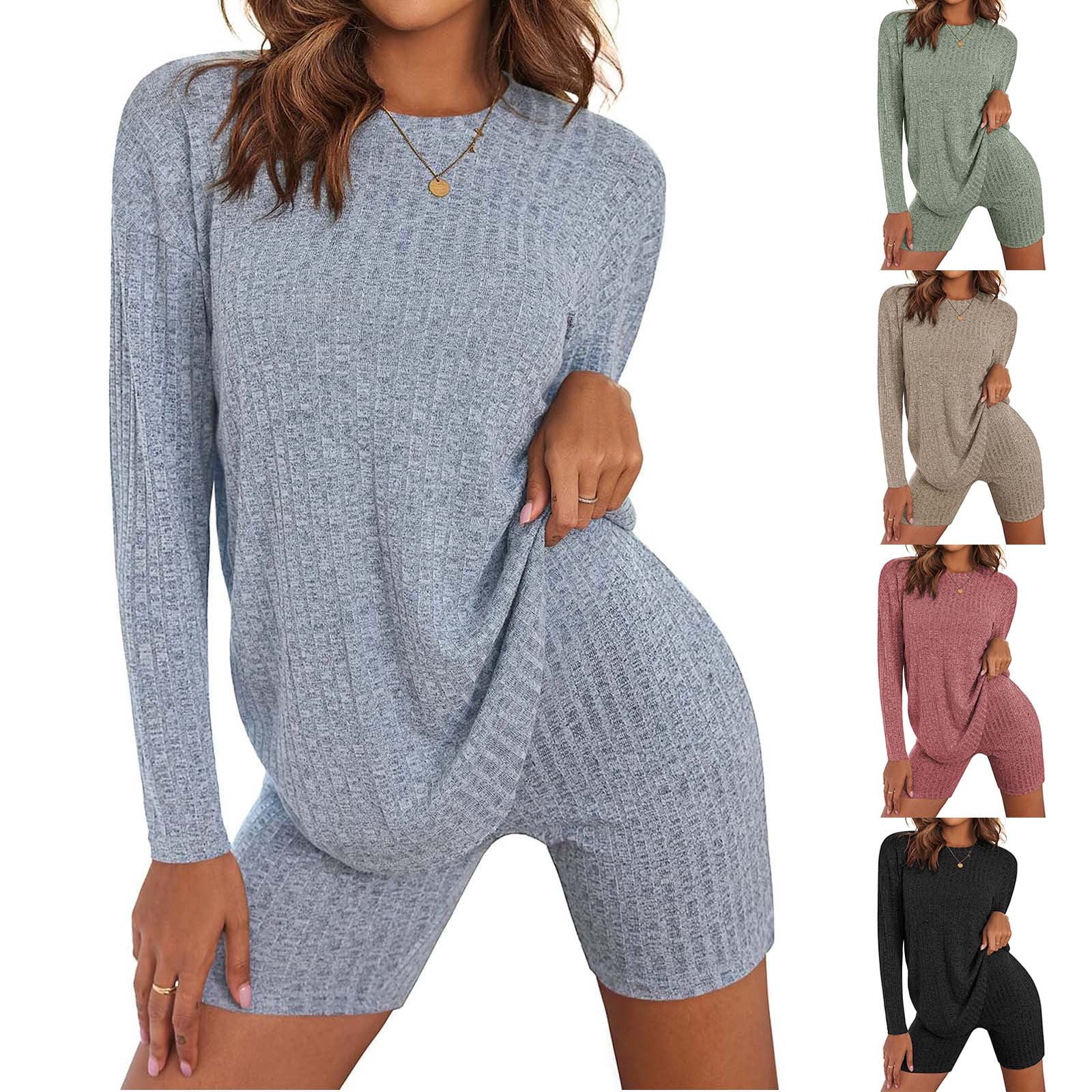 Ashirexll Outfits for Women, Two Piece Sets for Women, Casual Solid ...