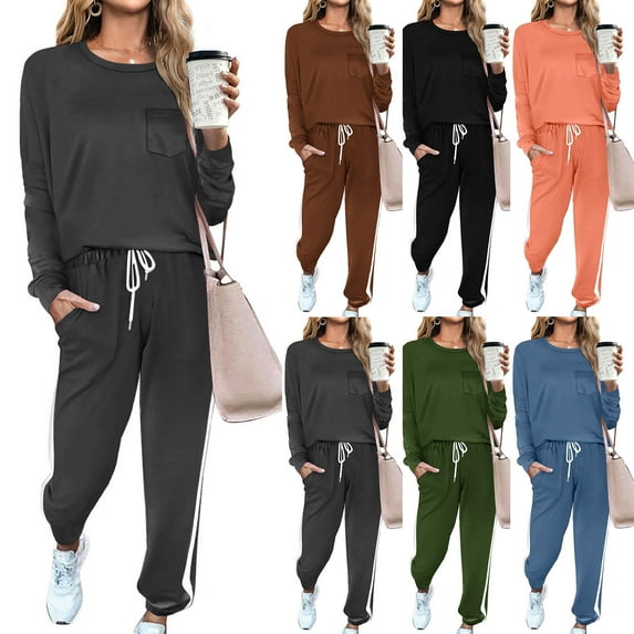 Ashirexll Outfits for Women, Womens Winter Sets, Two Piece Set Solid ...