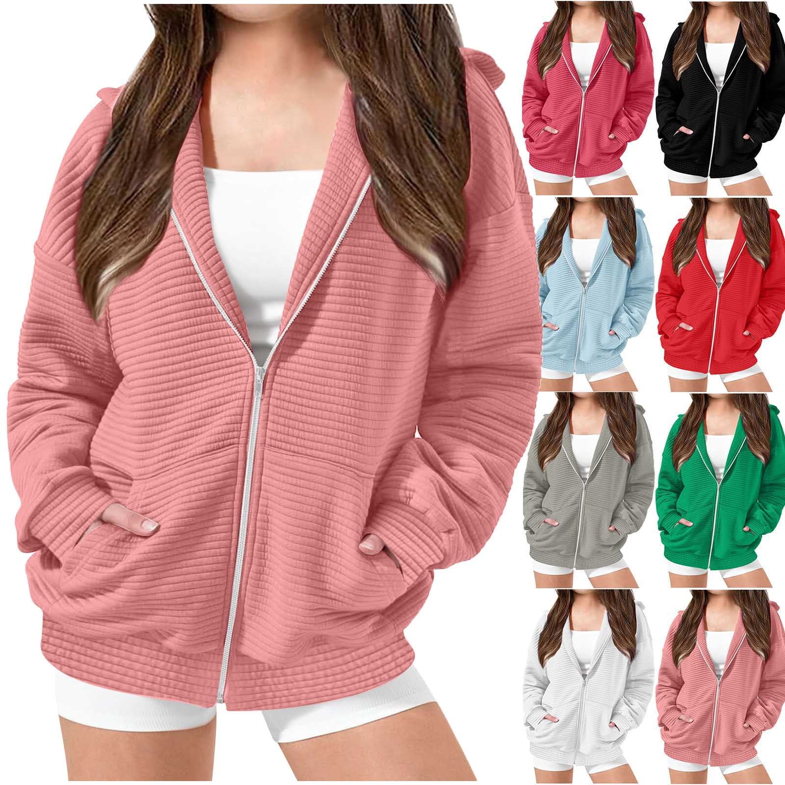 Ashirexll Oversized Hoodies For Girls Zip Up Hoodie Girls Fashion Kids Girls Oversized Zip Solid ...