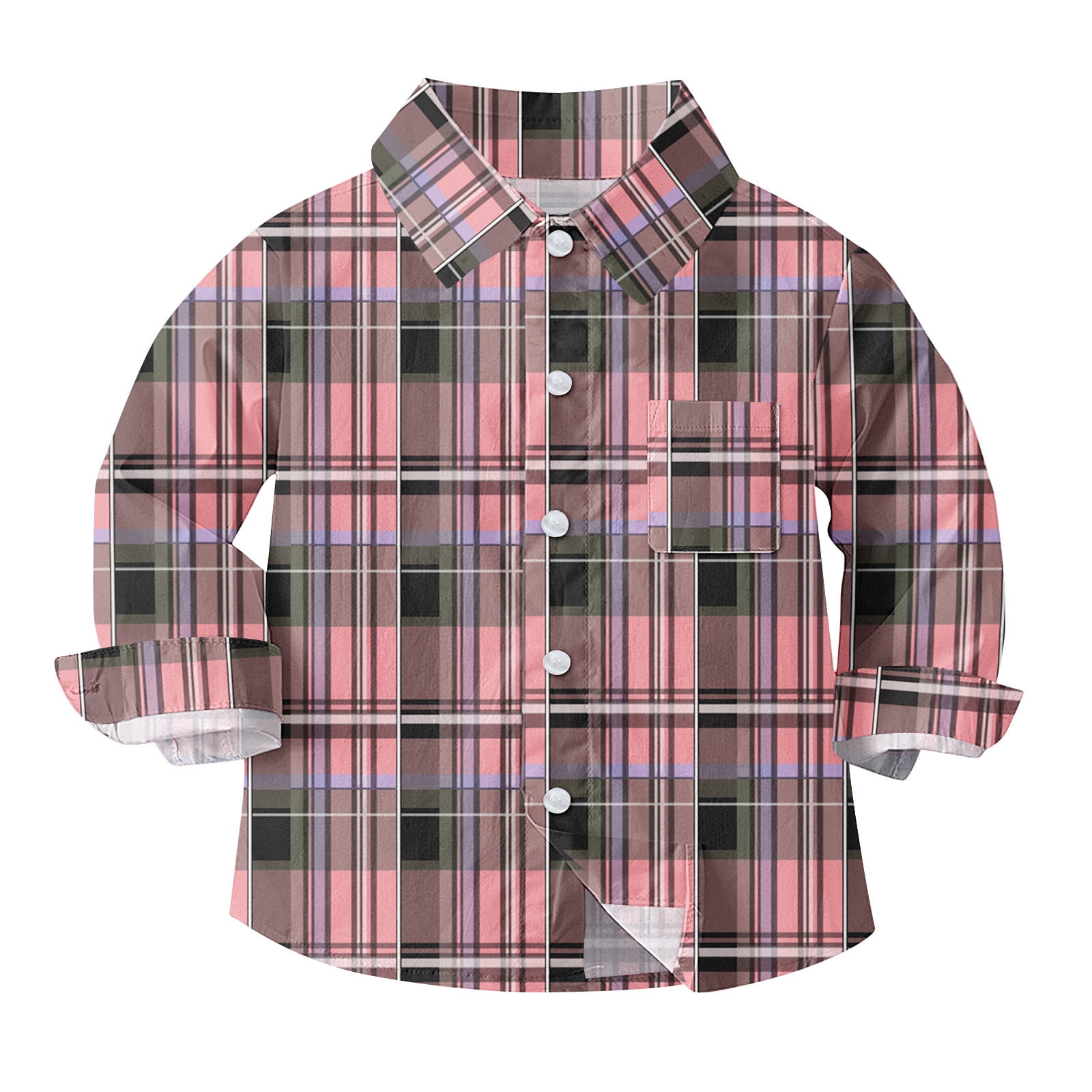 Ashirexll Plaid Button Up Shirts for Kids 6M-8 Years Chest Pocket ...