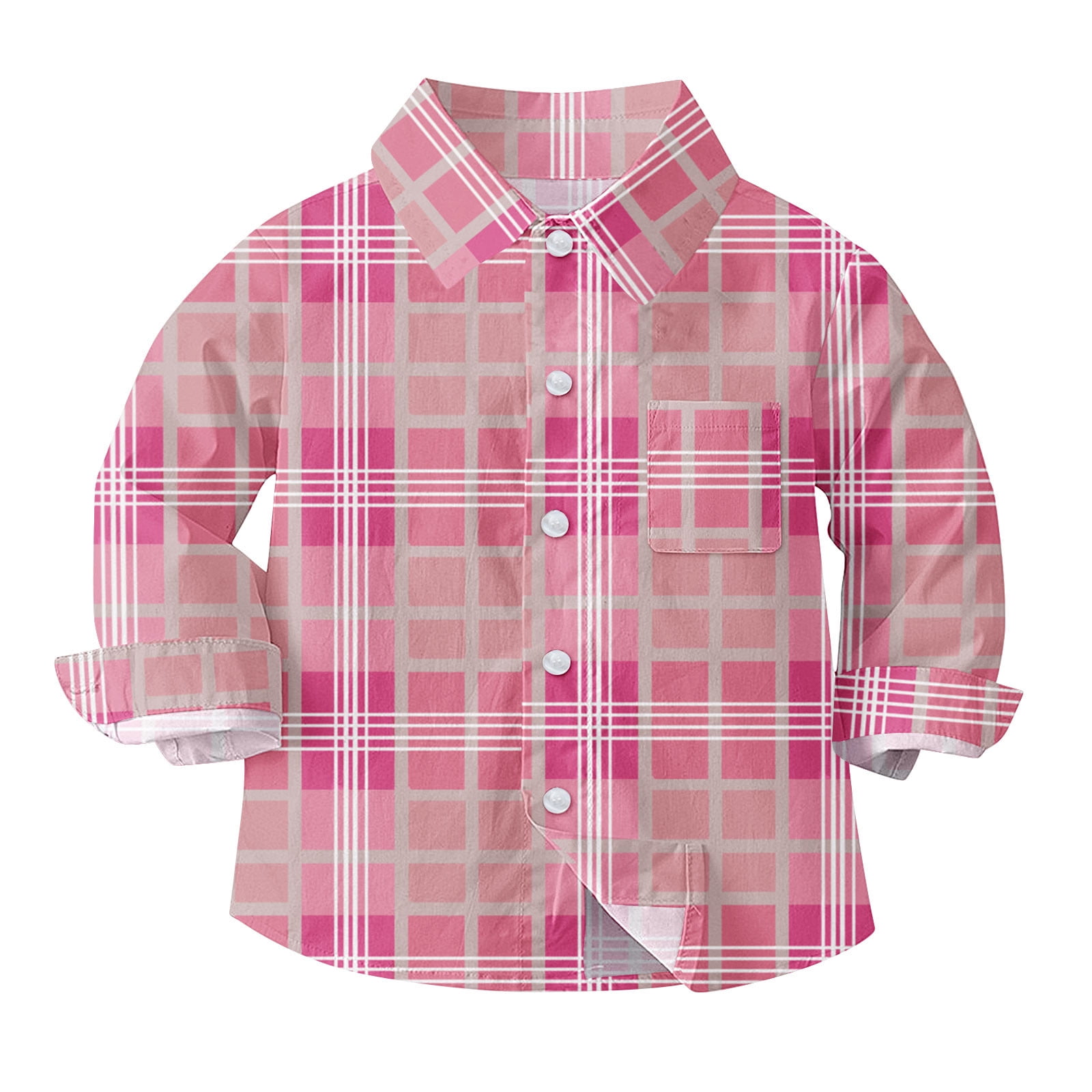 Ashirexll Plaid Button Up Shirts for Kids 6M-8 Years Chest Pocket ...