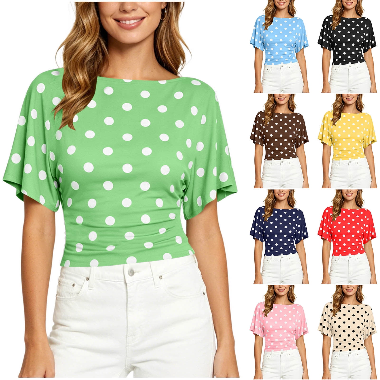 Ashirexll Short Sleeve Shirts for Women Fashion Casual Printed Color ...