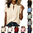 Ashirexll Short Sleeve Shirts for Women V-Neck Blouse Short Sleeve ...