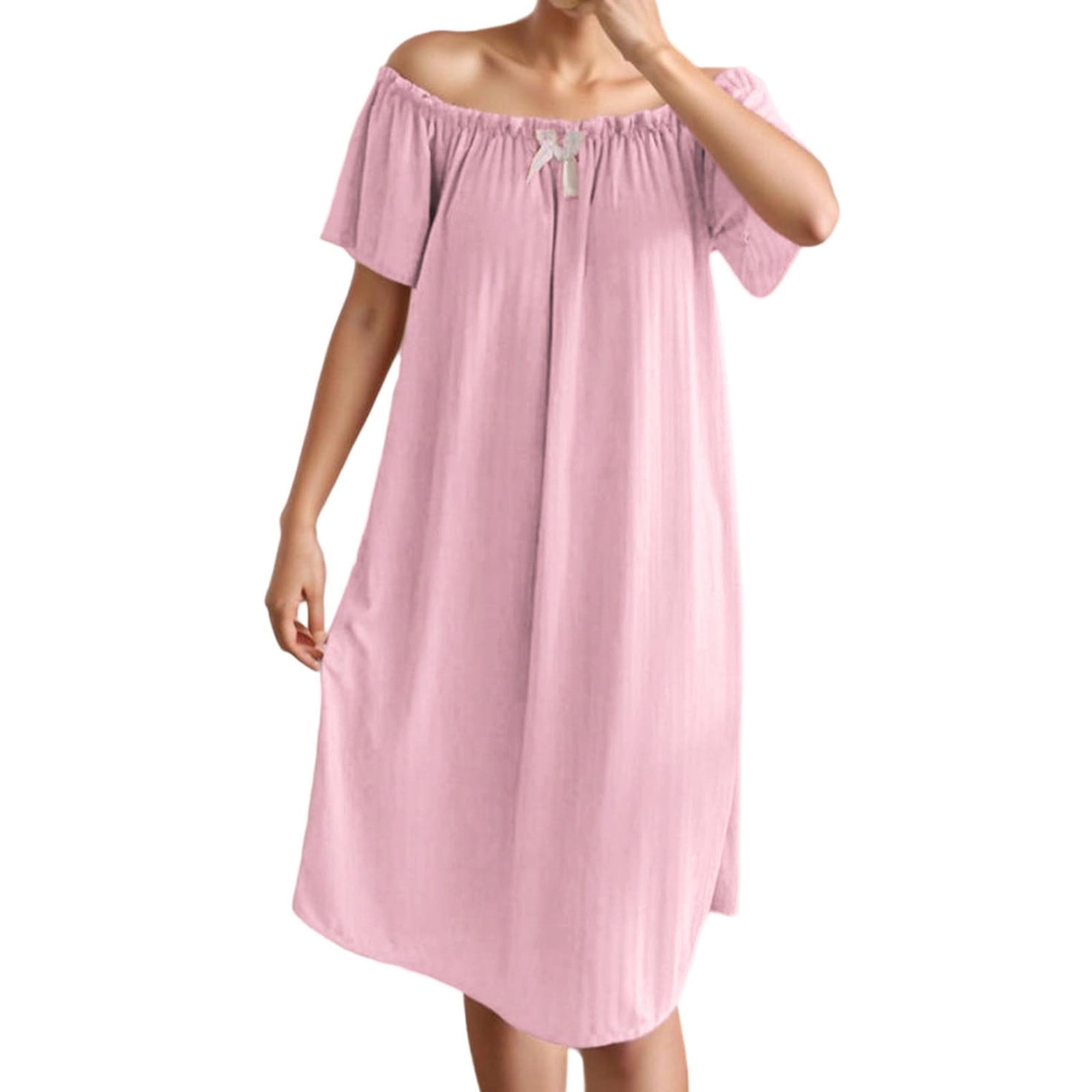 Ashirexll Sleep Shirts for Women, Nightgowns for Women, Silk Striped ...