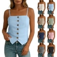 Ashirexll Sleeveless Tops for Women Back Camisole Collar Button Up ...