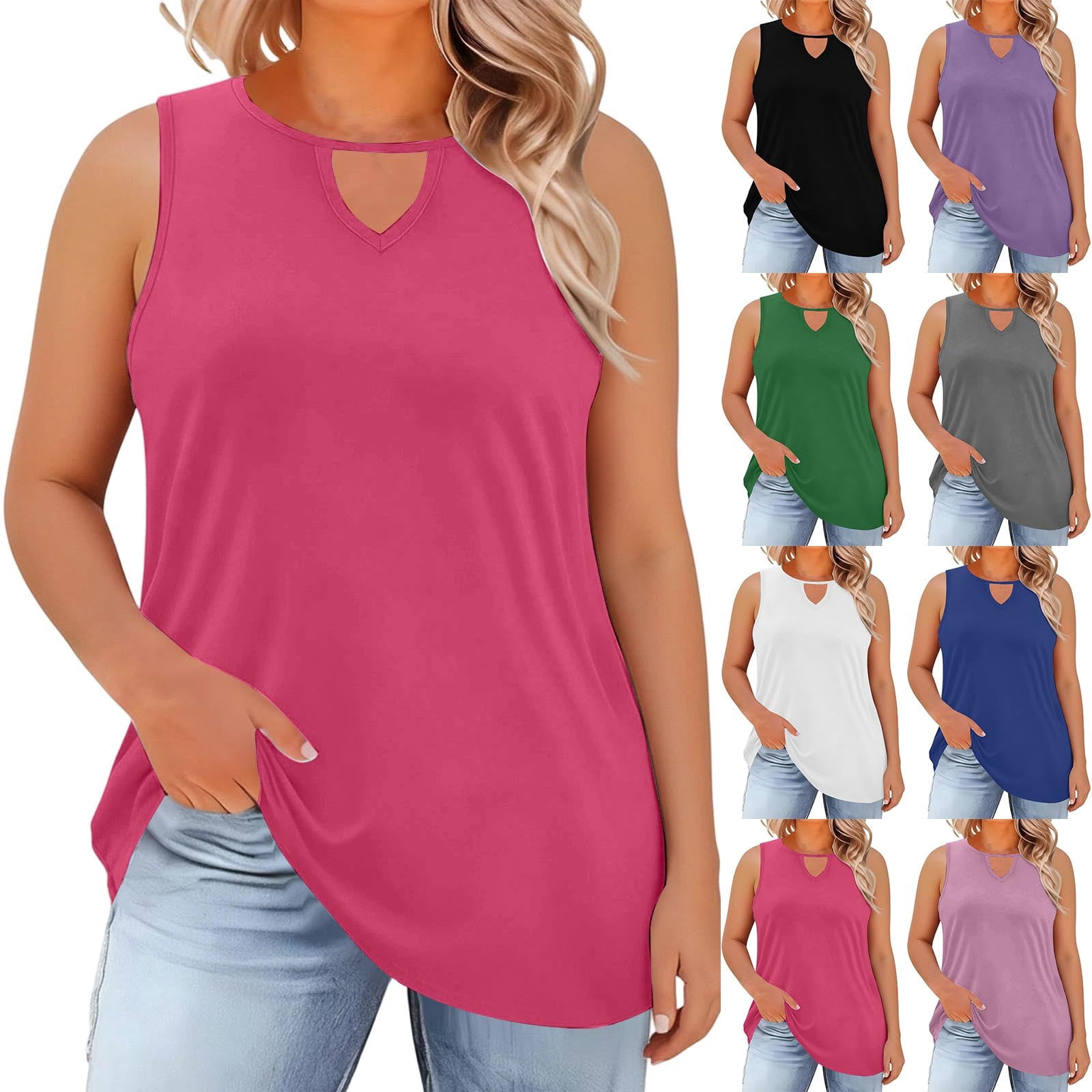 Ashirexll Sleeveless Tops for Women Sleeveless Sequins Loose Pullover ...