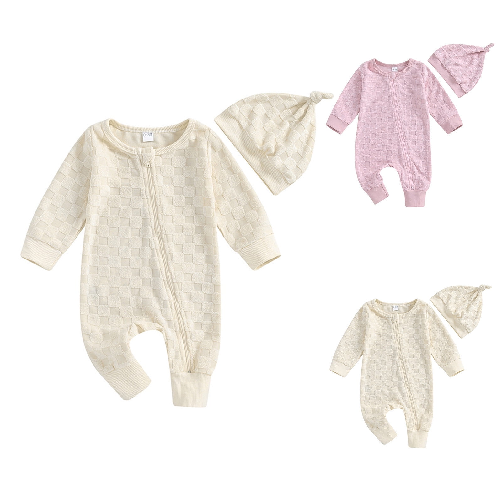 Ashirexll Solid Color Romper Toddler Home Clothes Hat and Bodysuit Set ...