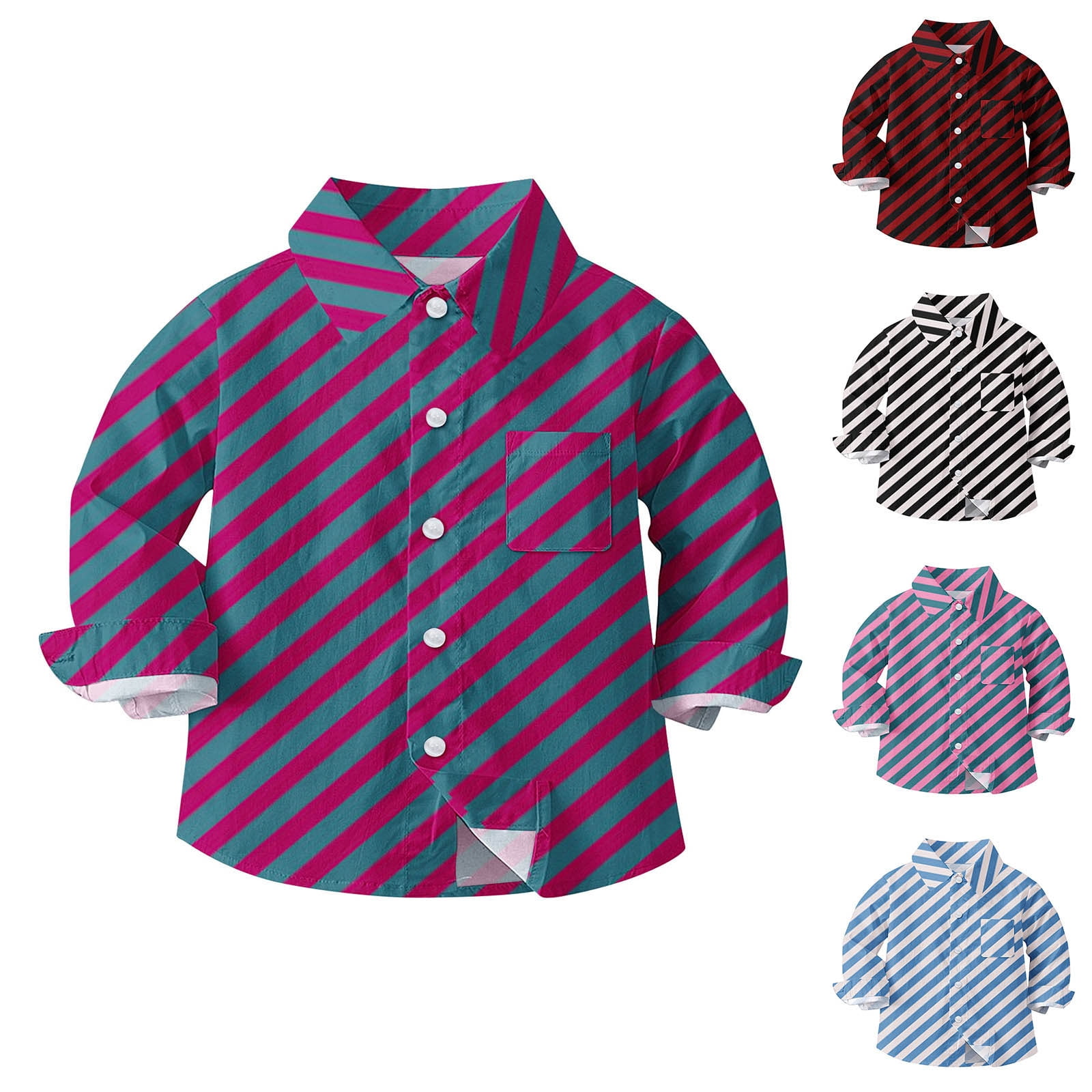 Ashirexll Striped Button Up Shirts for Kids 6M-8 Years Long Sleeve ...