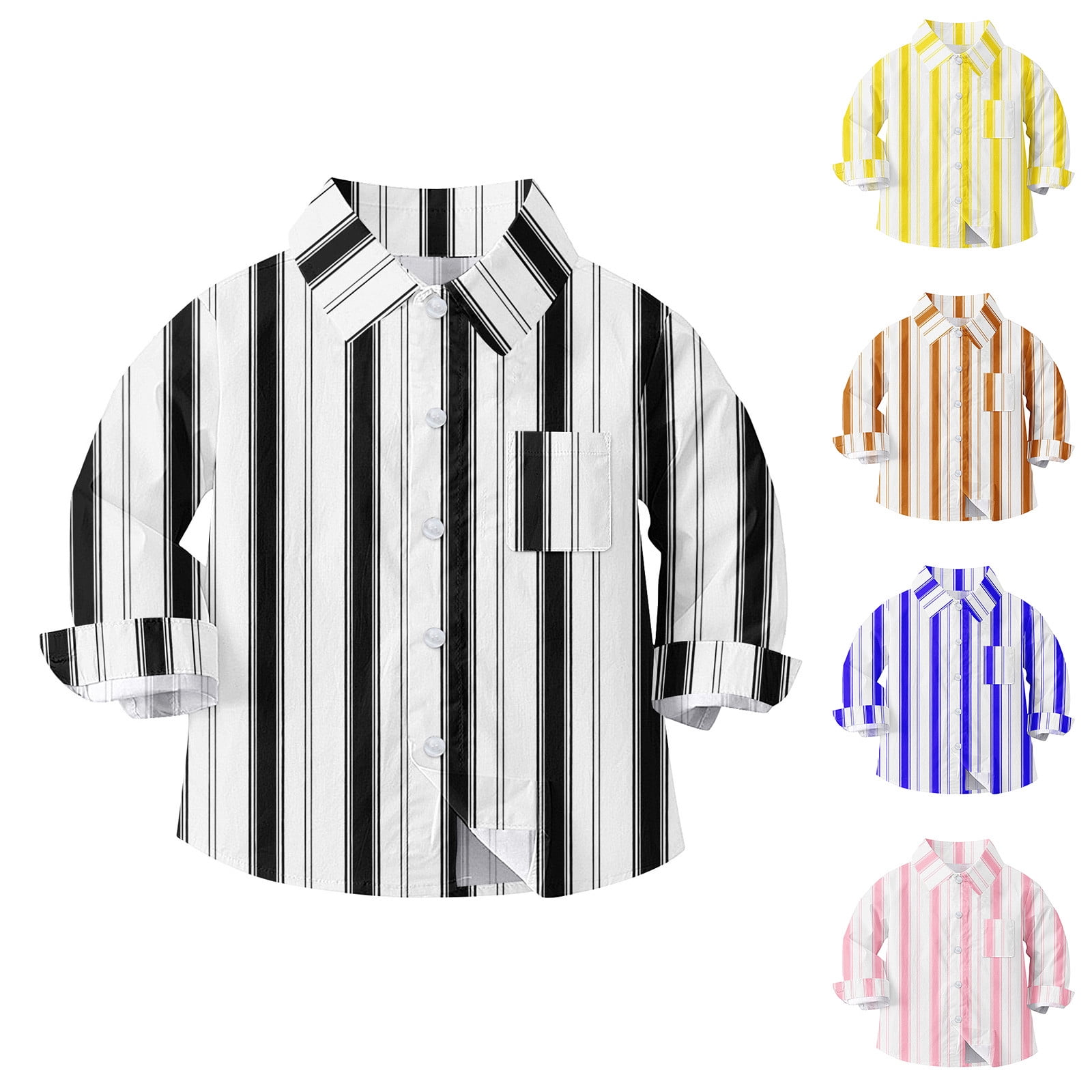 Ashirexll Striped Button Up Shirts for Kids 6M-8 Years Long Sleeve ...