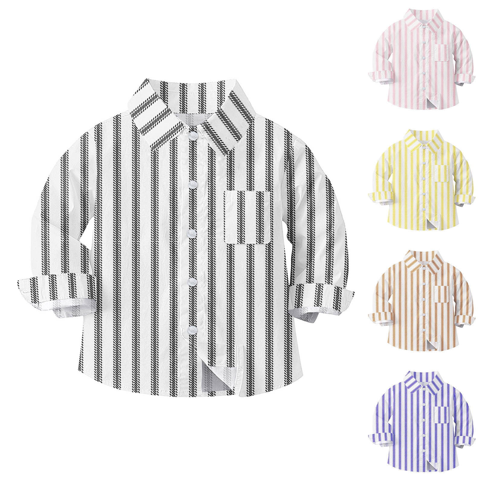 Ashirexll Striped Button Up Shirts for Kids 6M-8 Years Long Sleeve ...