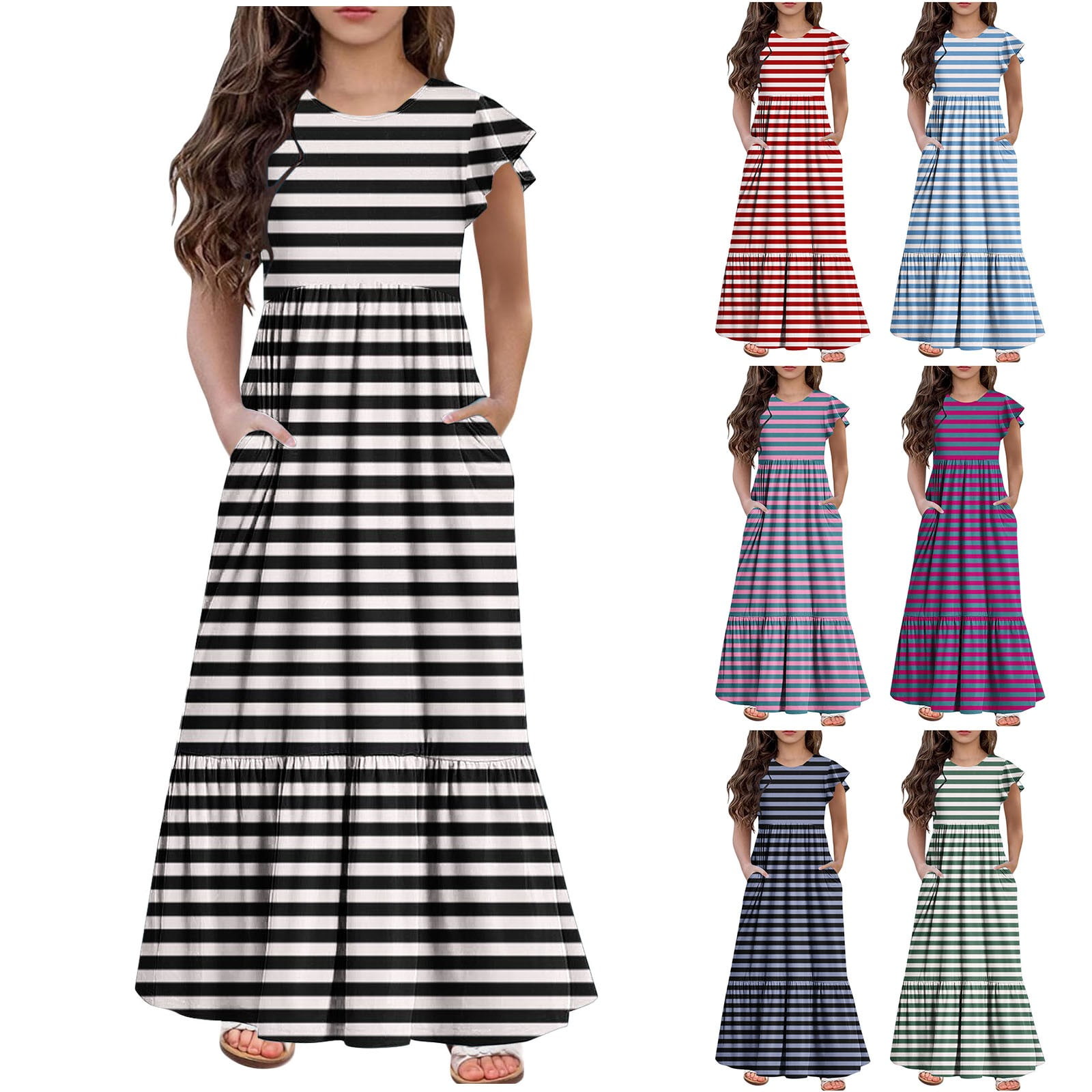 Ashirexll Summer Dresses for Teen Girls Fashion Casual Short Sleeve ...