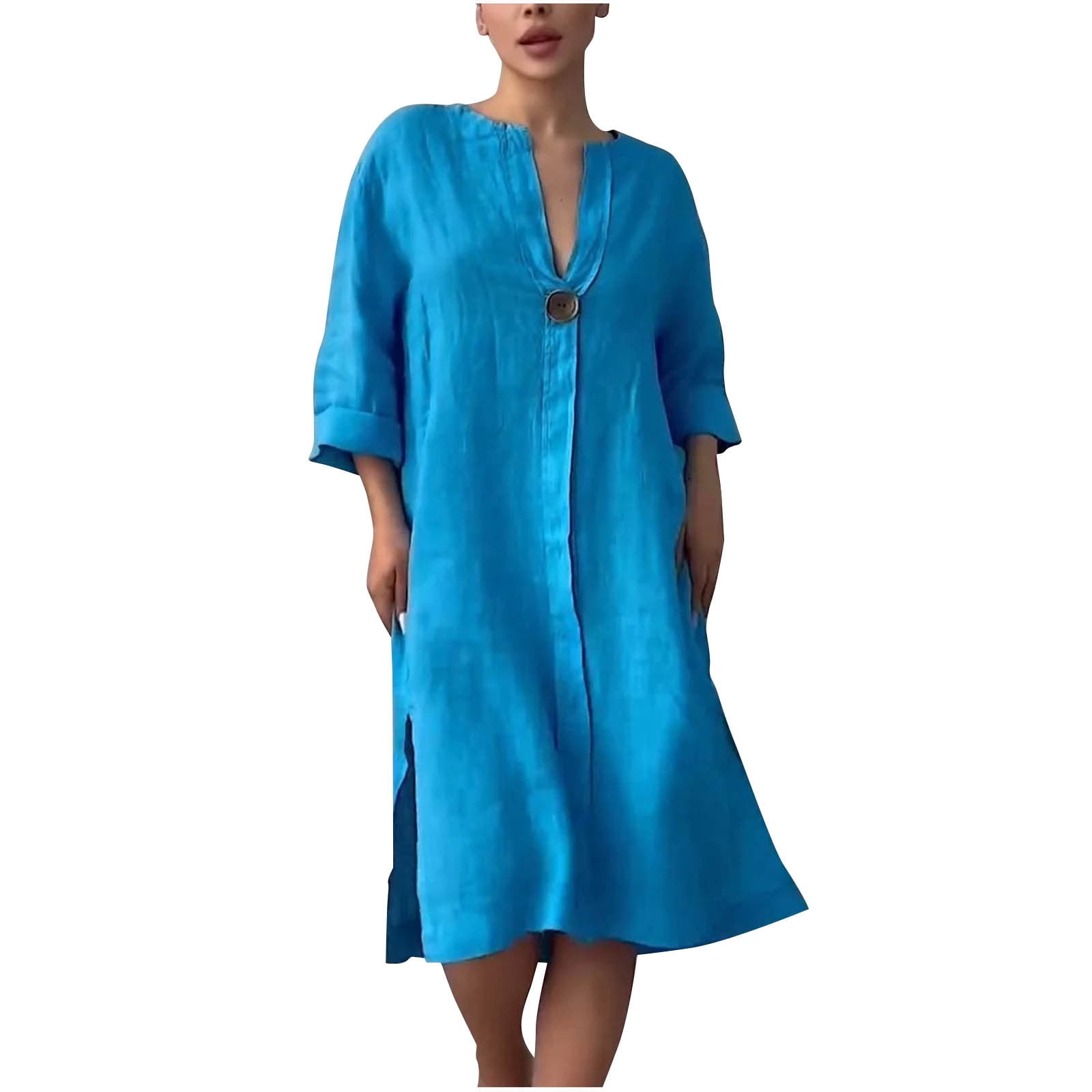 Ashirexll Summer Dresses for Women Midi Dresses Fashion Women Solid ...