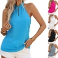 Ashirexll Summer Tops for Women Casual Sleeveless Camisole Top Round ...