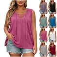 Ashirexll Summer Tops for Women Plus Size Casual Fashion Solid Color ...