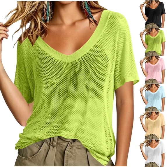 Ashirexll Summer Tops for Women Solid Color Spring and Summer Chest Off ...