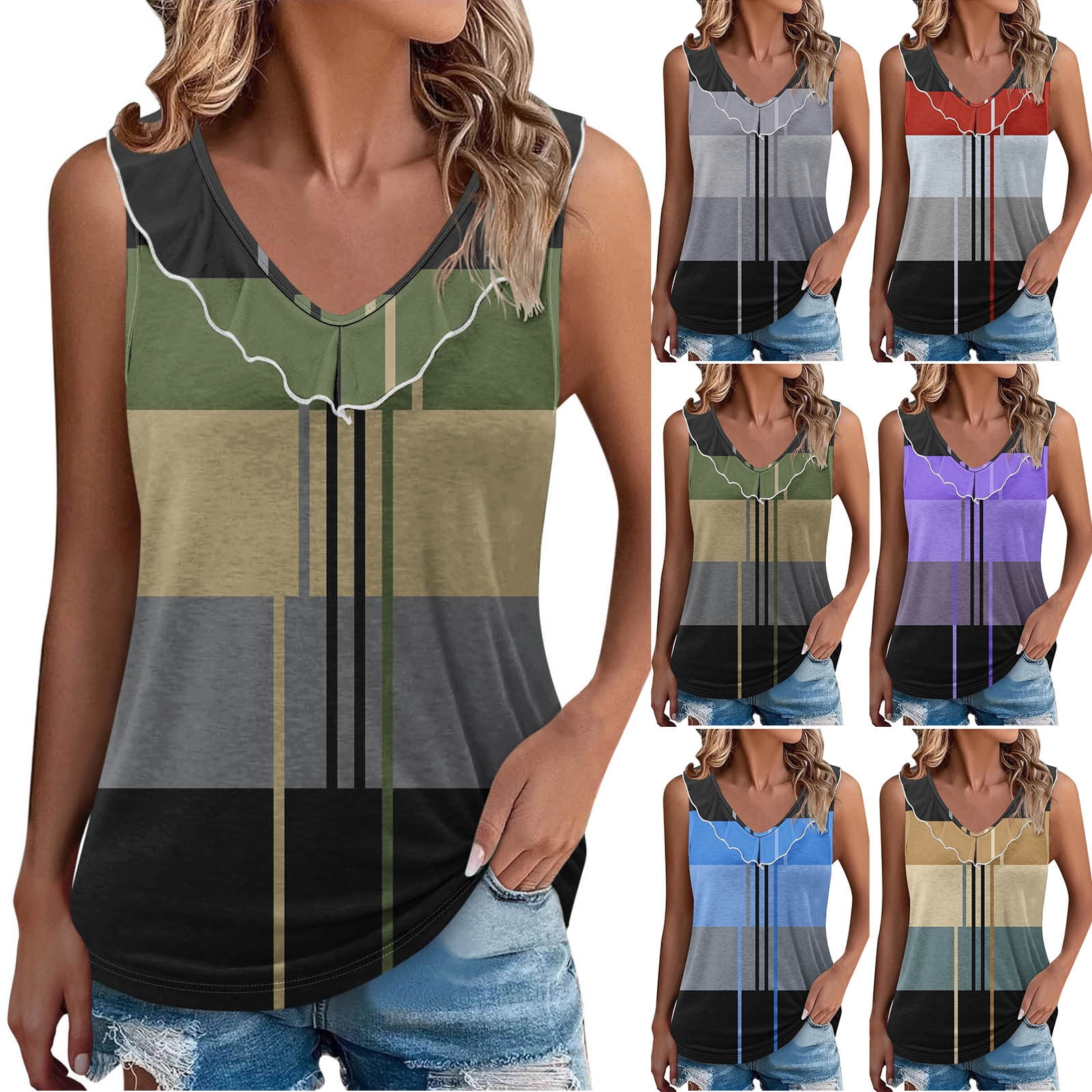 Ashirexll Tank Tops for Women, Sleeveless Tops for Women, Spring Summer ...