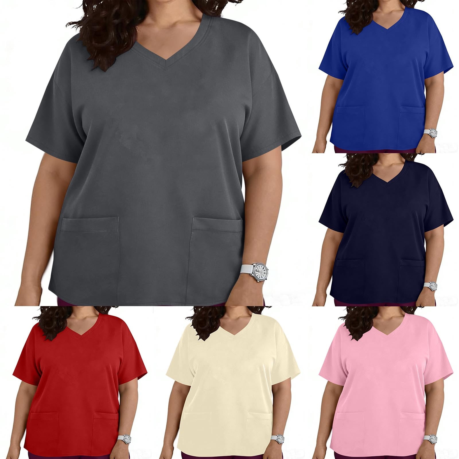 Ashirexll Tops for Women Trendy Plus Size Fashion Pullover Short Sleeve ...
