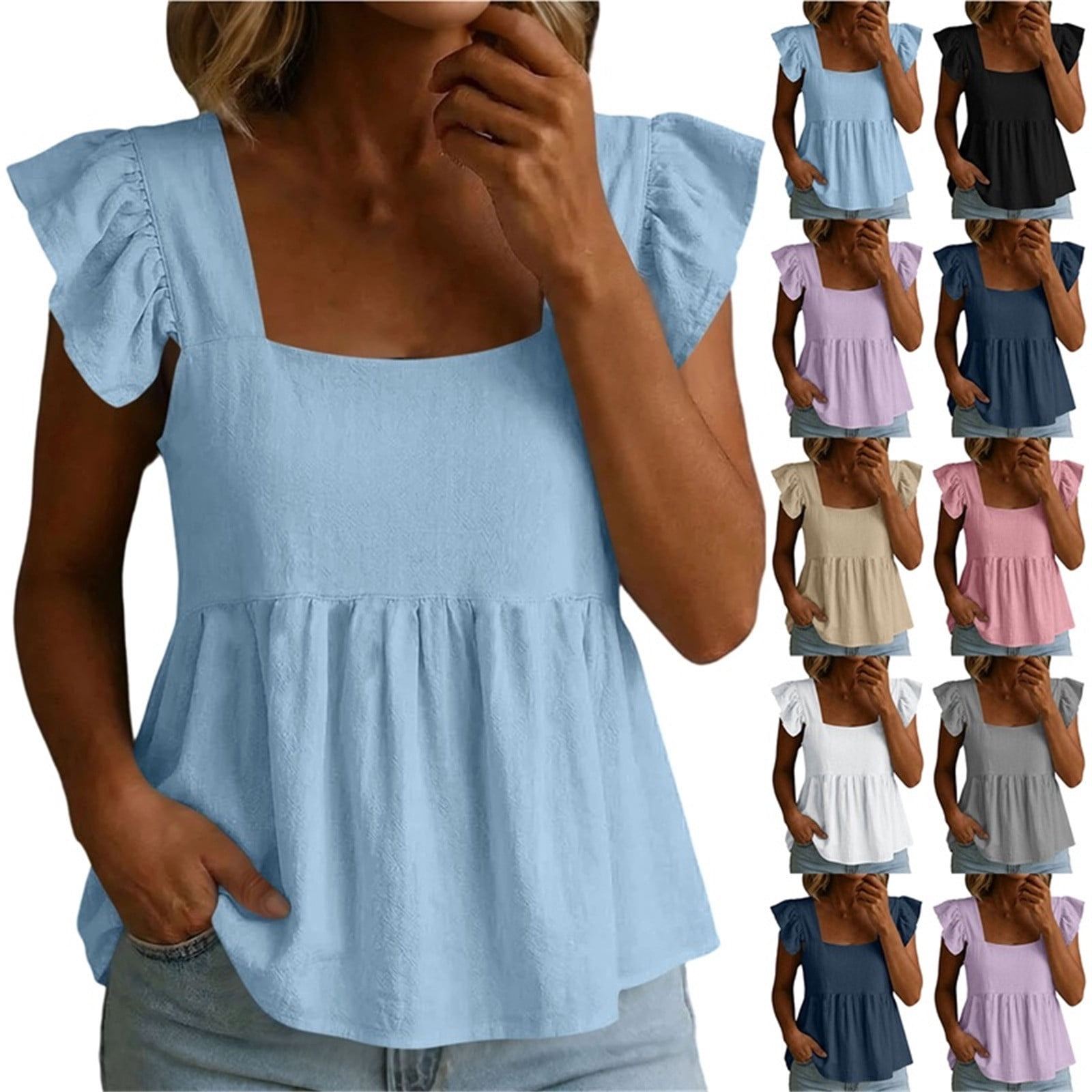 Ashirexll Tops for Women Trendy Spring and Summer Fashion Casual Linen ...