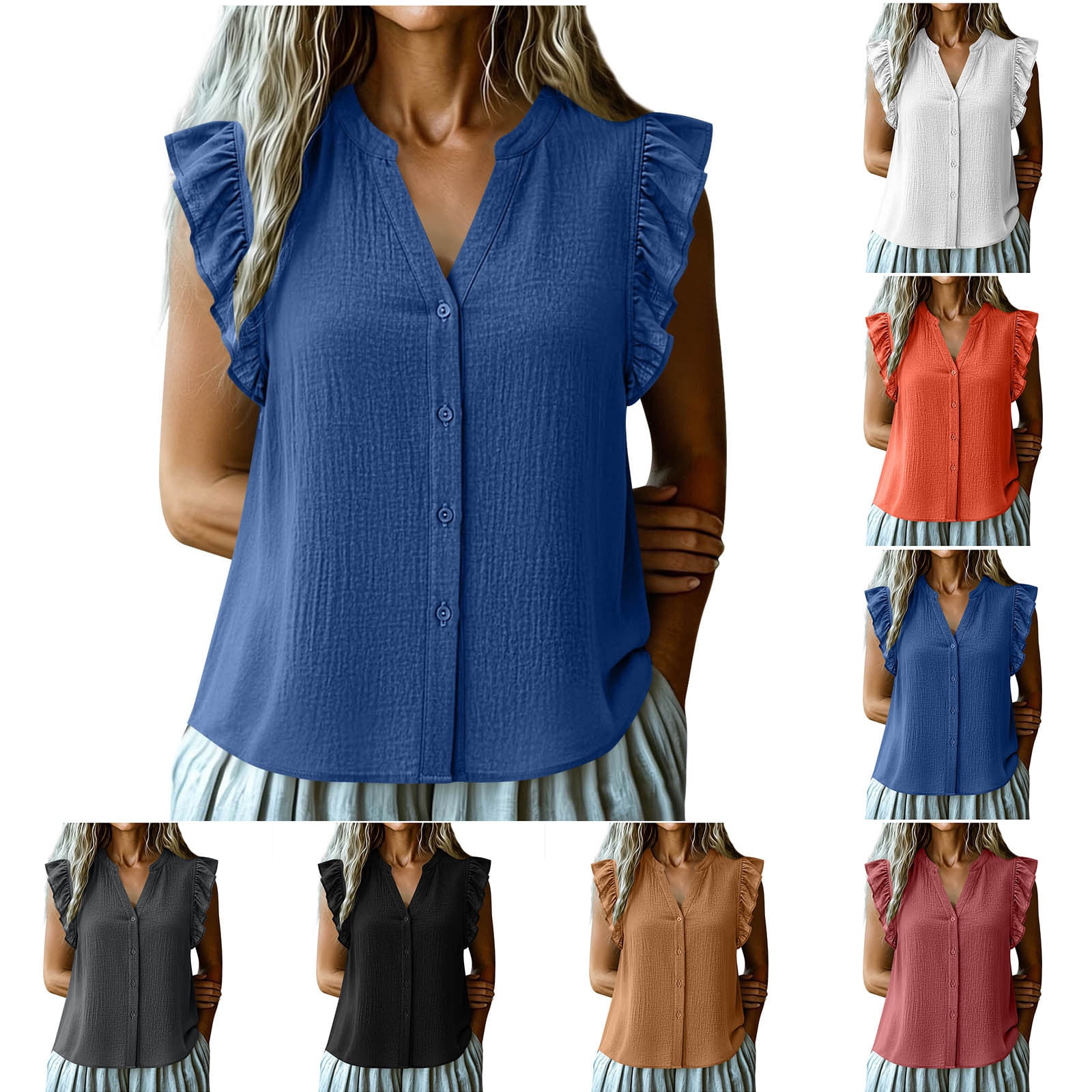 Ashirexll Tops for Women Trendy Spring and Summer Fashion Casual V-Neck ...