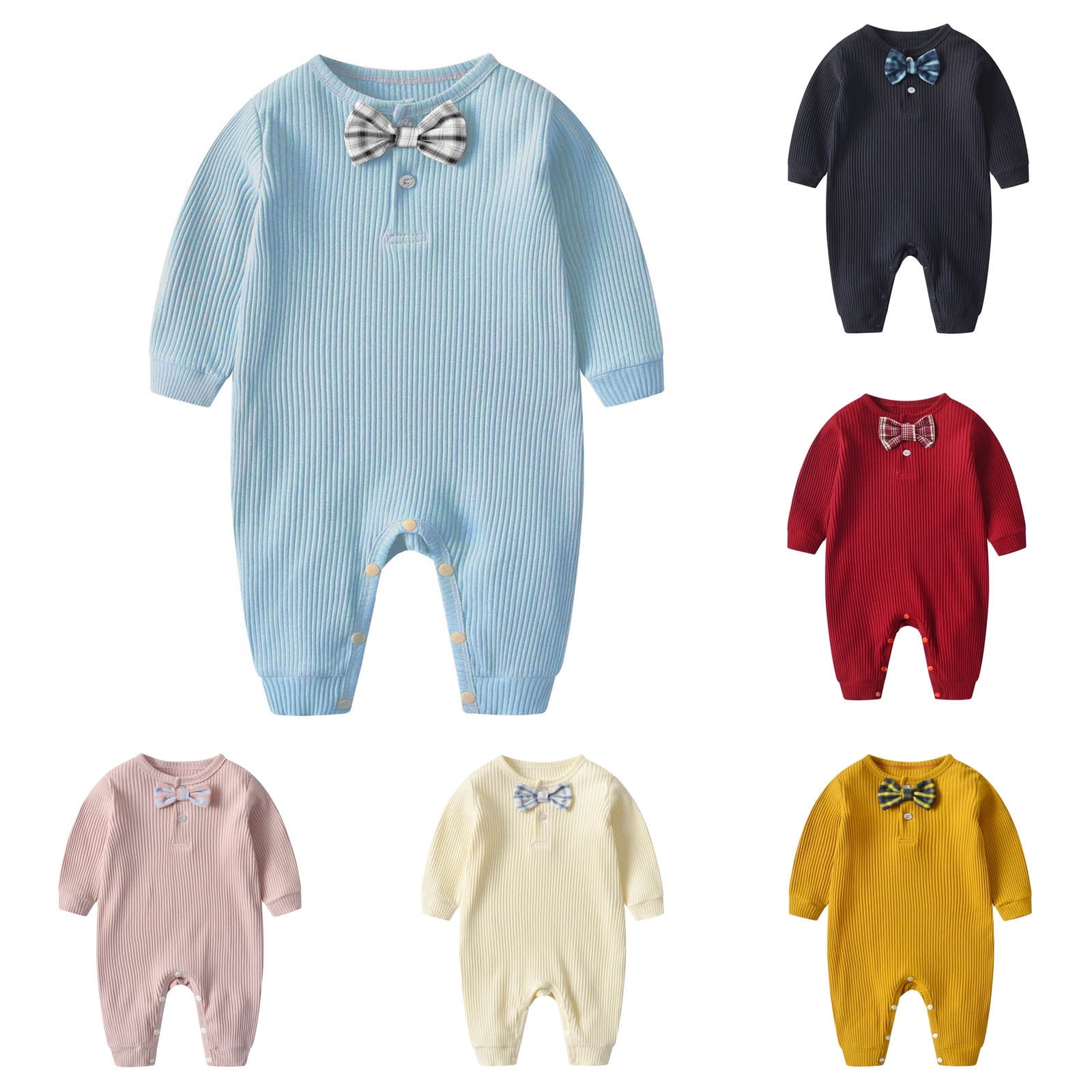 Ashirexll Unisex Solid Color Romper Toddler Knitted Bodysuit Toddler ...