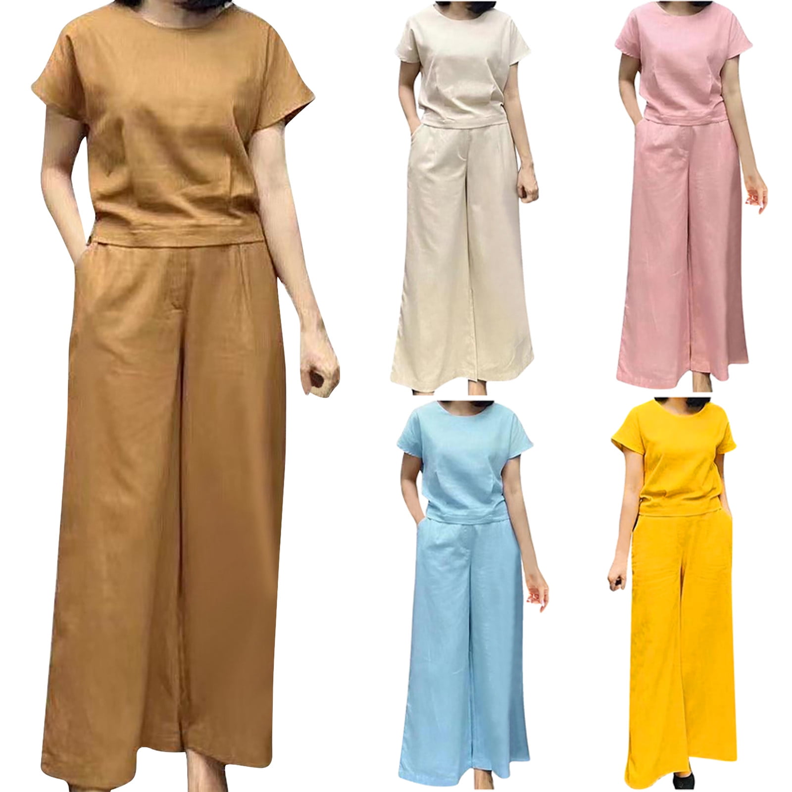 Ashirexll Vacation Outfits for Women, Two Piece Sets for Women, Round ...