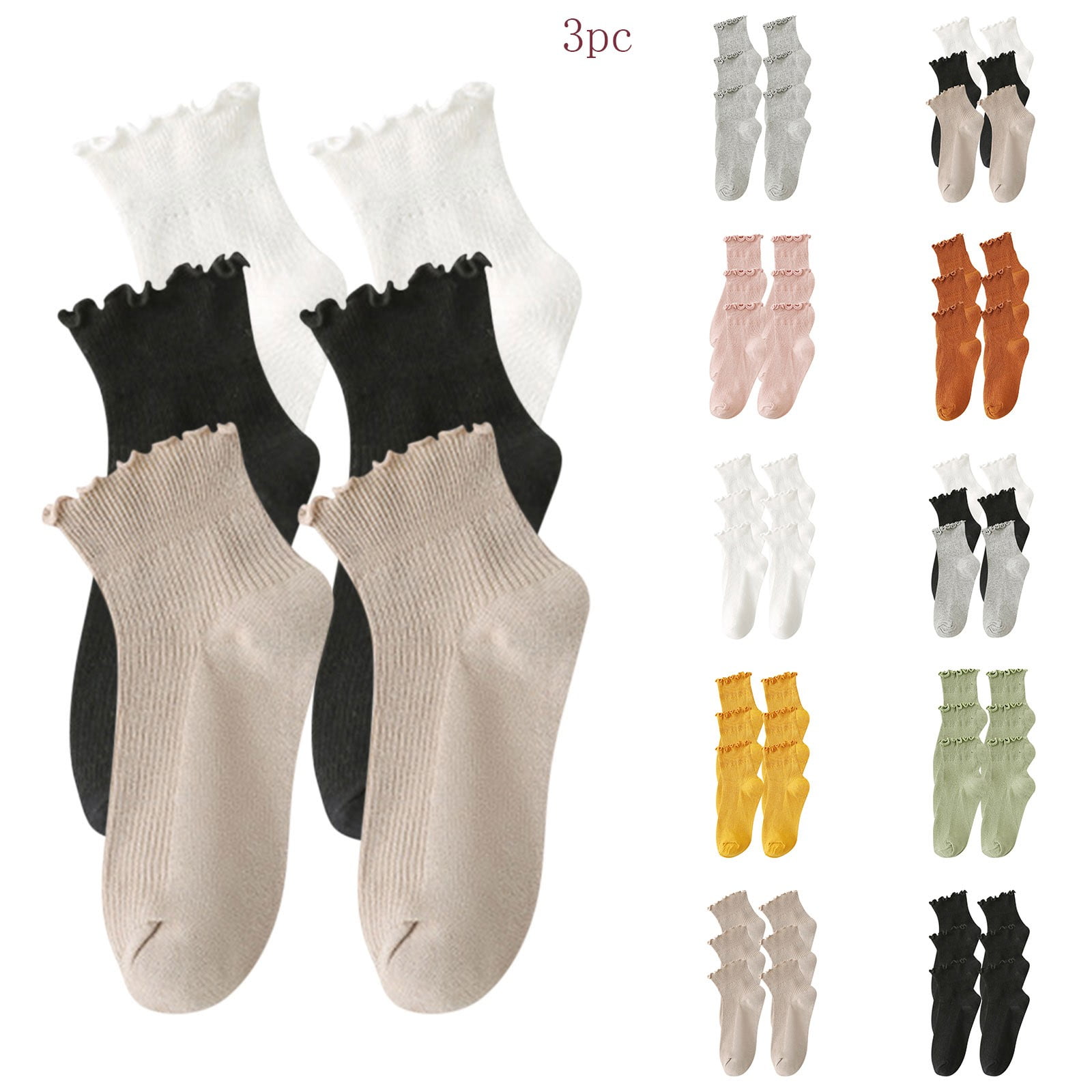 Ashirexll Warm Socks for Women, Womens Ankle Socks, 3 Pair Short Solid ...