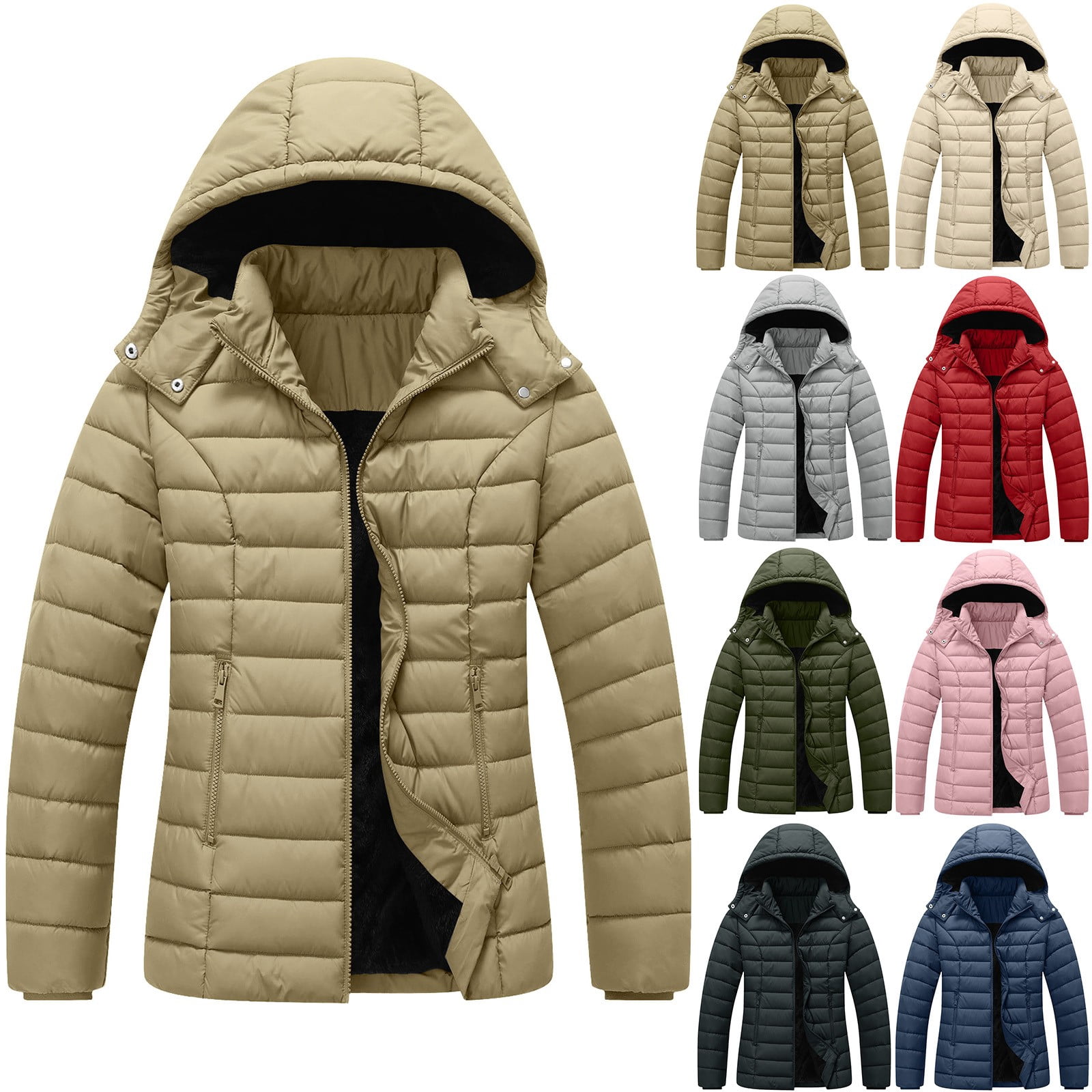 Ashirexll Winter Coats for Women, Womens Puffer Coats, Solid Color Warm ...