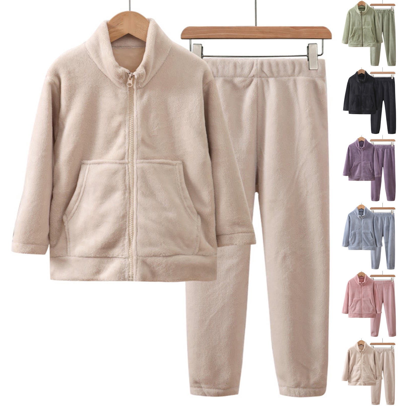 Ashirexll Winter Pajamas for Kids Casual Fall Winter Solid Color ...